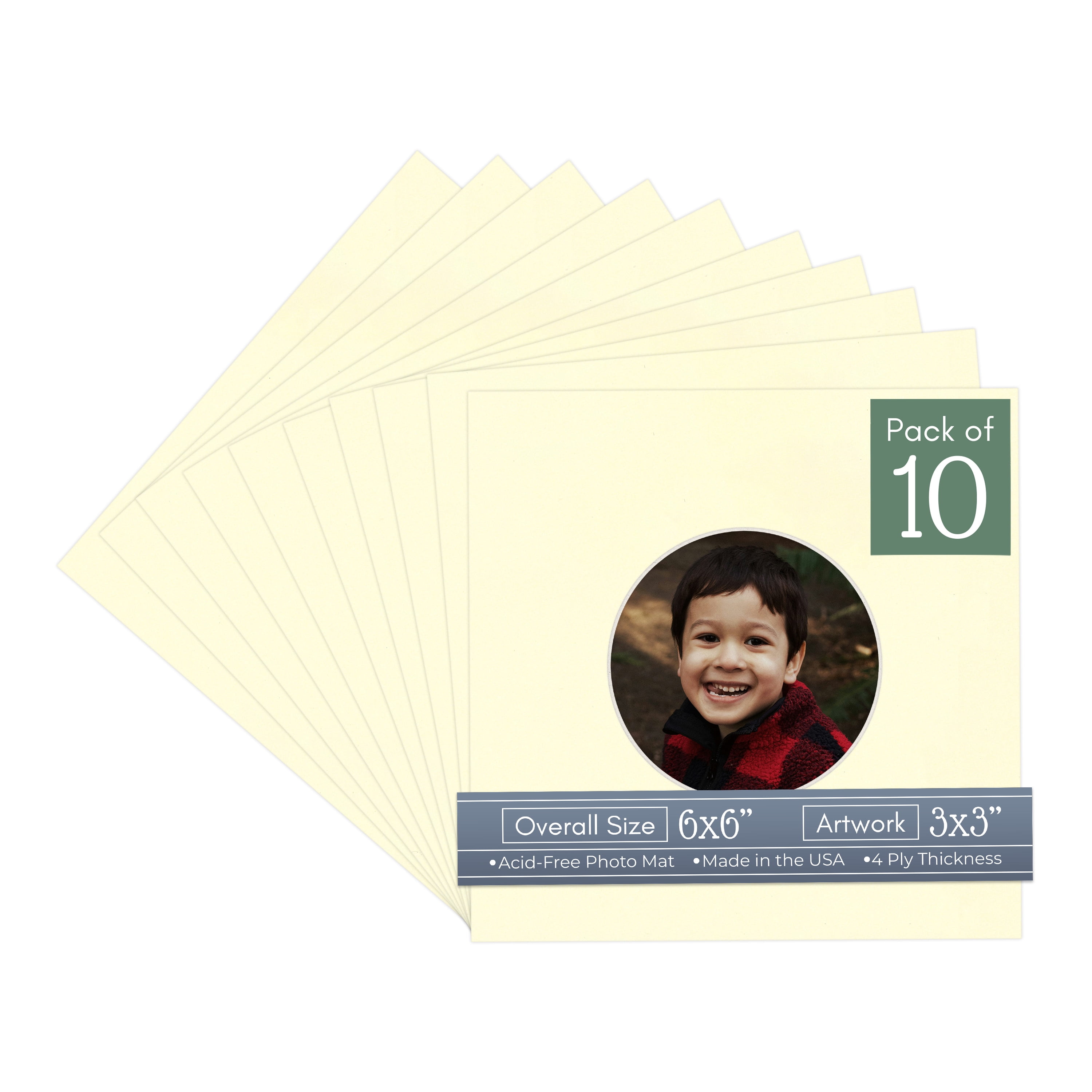 Off White Picture Frame Mat for 6x6 Frames - Circle Opening for 3x3 ...