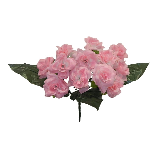 Off-White Pink Rose with Gypsophila 21in Artificial Polysilk Faux Fake ...