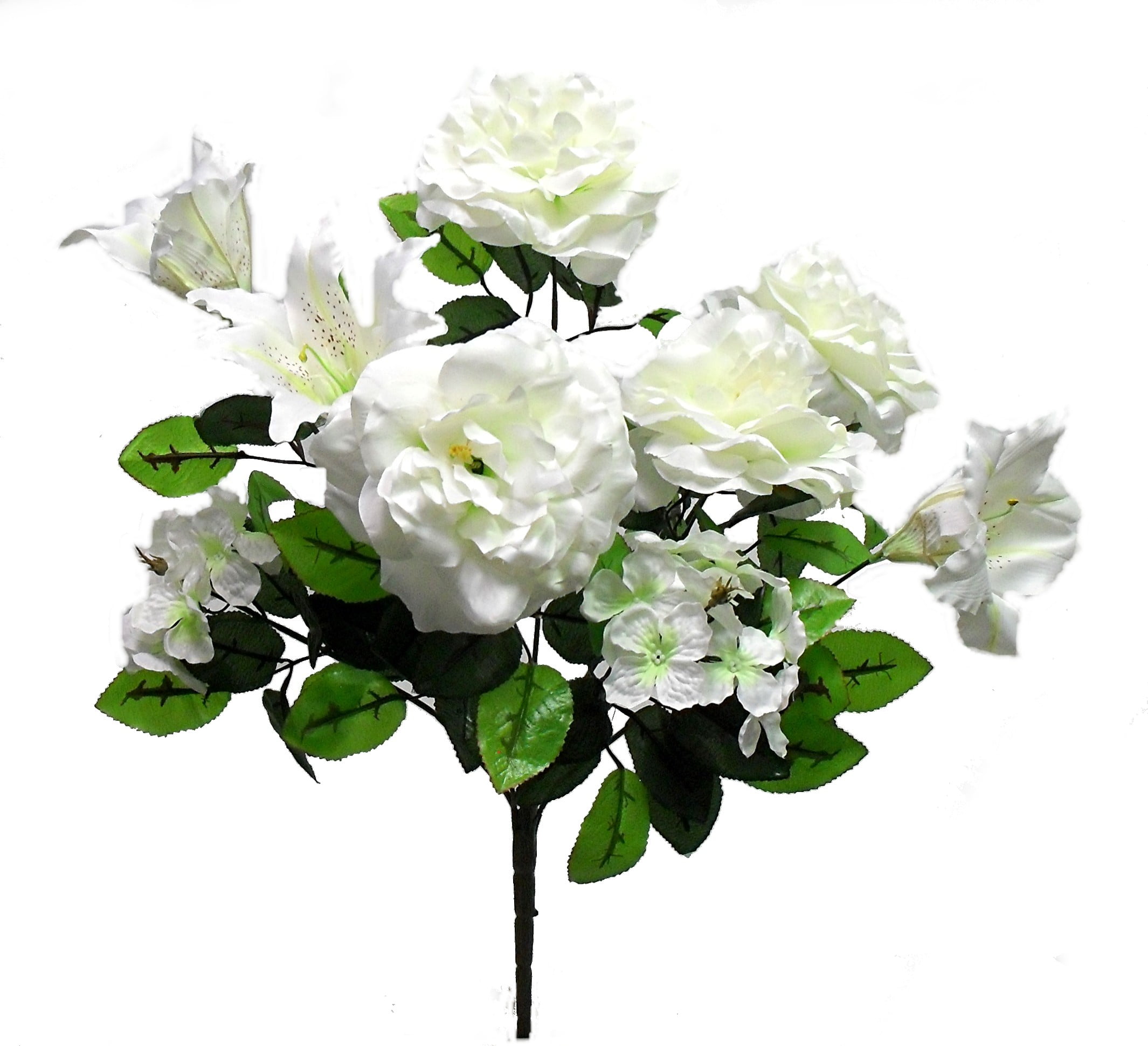 Off-White Tropical Lily Hydrangea Rosemallow 25in Artificial Polysilk ...