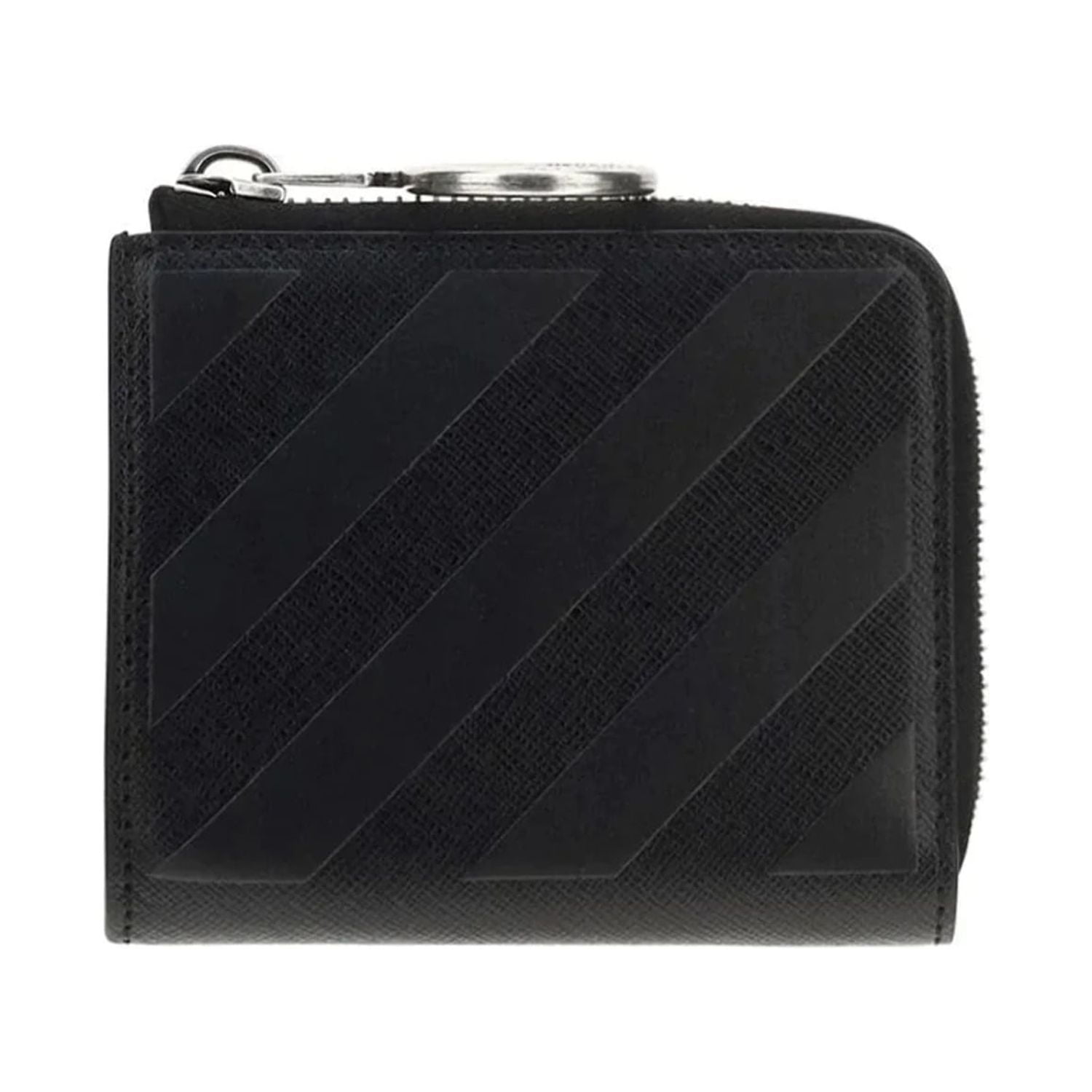 Off-White Unisex Striped Pattern Leather Zip Wallet in Black - Walmart.com