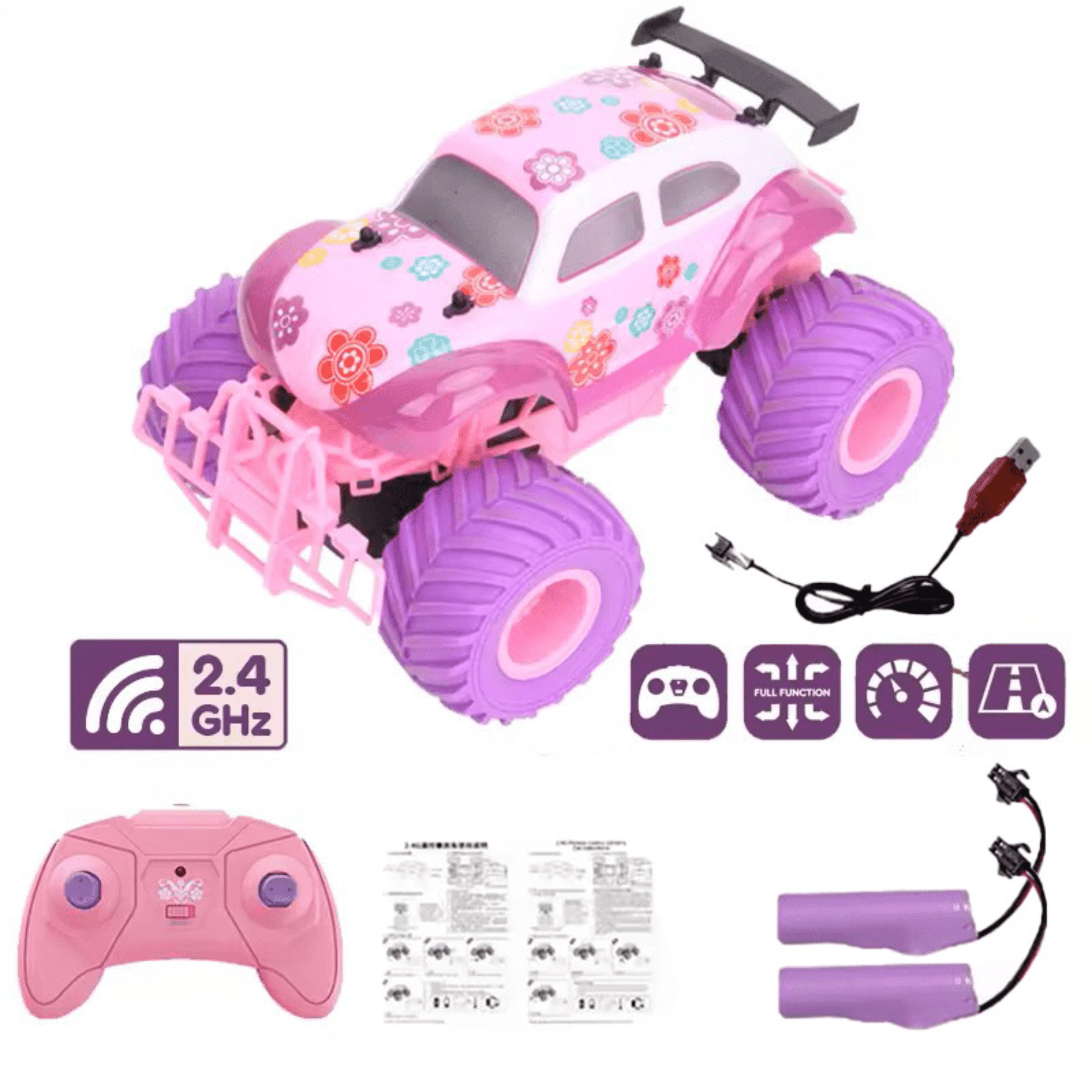Off-road Car, 4WD 2.4G Remote Control Truck with LED Lights,1:16 Scale ...