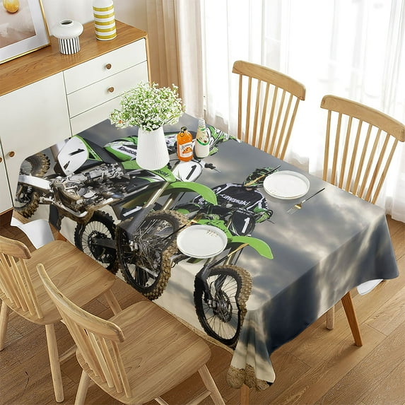 Off-road Motorcycle Tablecloth Extreme Sports Challenge Theme r for Rectangular Kitchen Dining ...