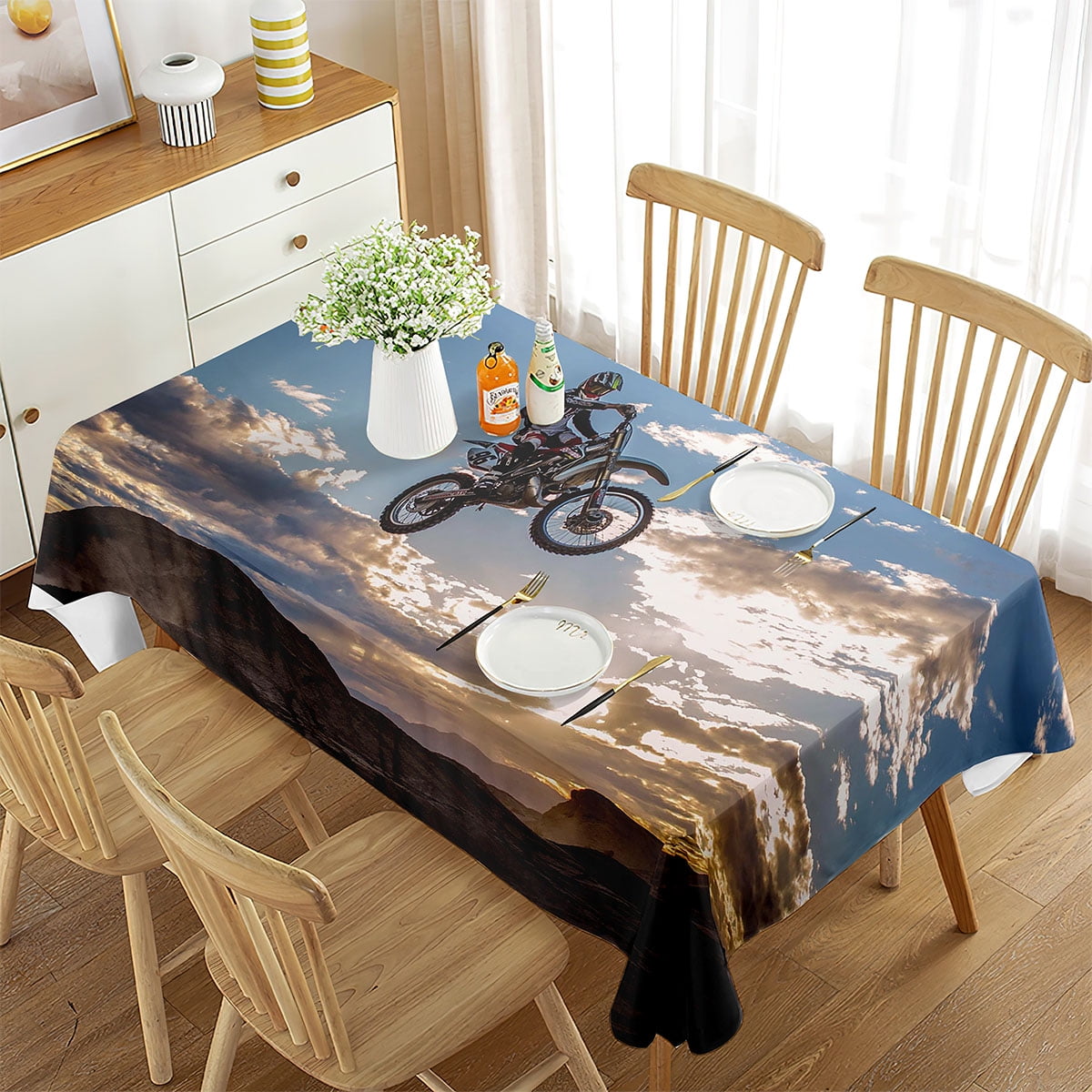 Off-road Motorcycle Tablecloth Extreme Sports Challenge Theme r for ...