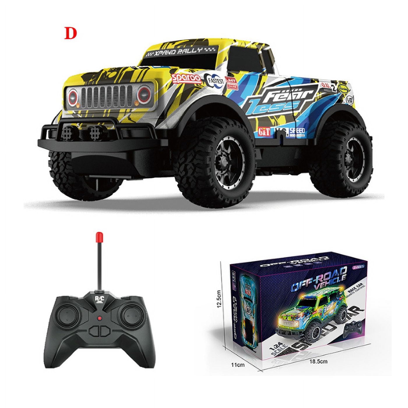 Off-road RC Car 1:24 with LED Lights 2.4 GHz High Speed Children's Toy ...