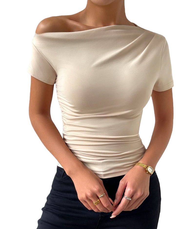 Off the Shoulder Tops for Women Going Out Summer Top Short Sleeve T ...