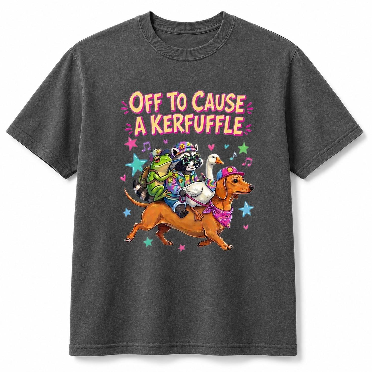 Off to Cause a Kerfuffle Animal Stack Graphic T-Shirt, Unisex Relaxed ...