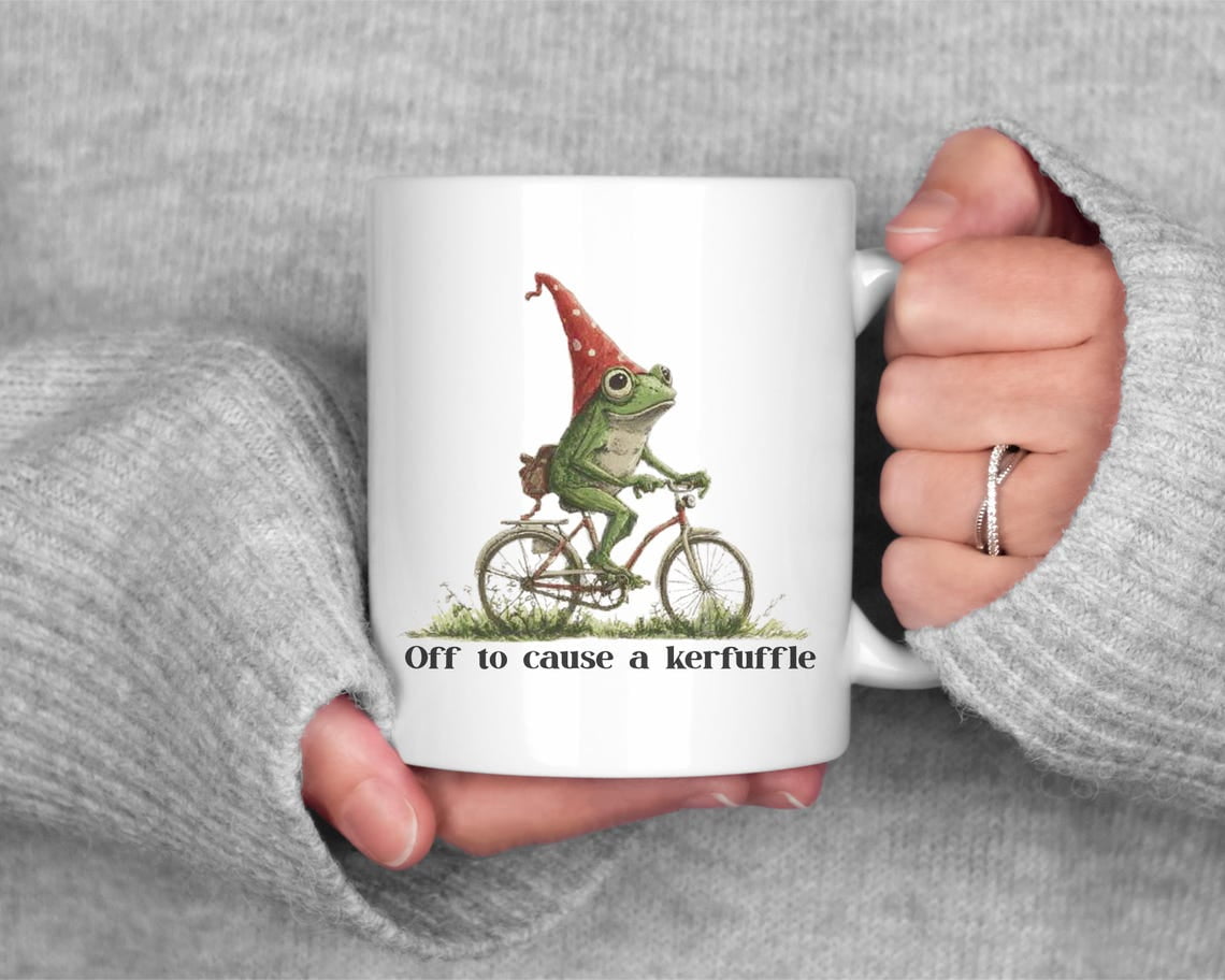 Off to Cause a Kerfuffle Frog Coffee Mug, Funny Weirdcore Meme ...