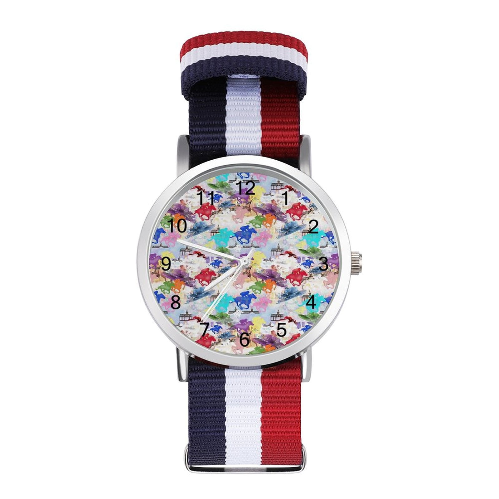 Off to The Horse Races Casual Wrist Watches for Men Women Simple Large ...