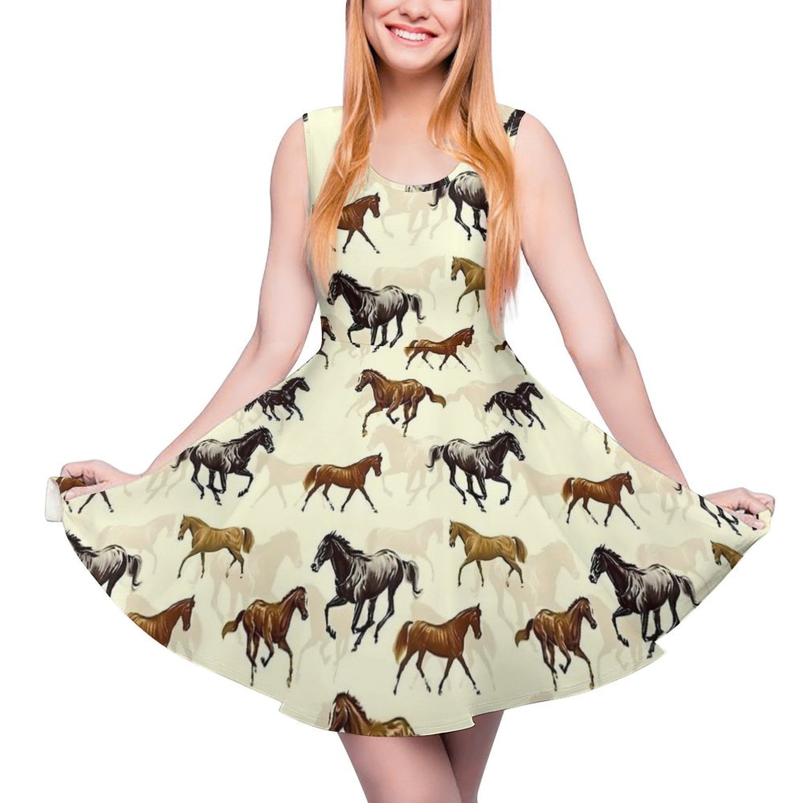 Off to The Horse Races Dress Colorful Animal Casual Dresses Woman Skate ...
