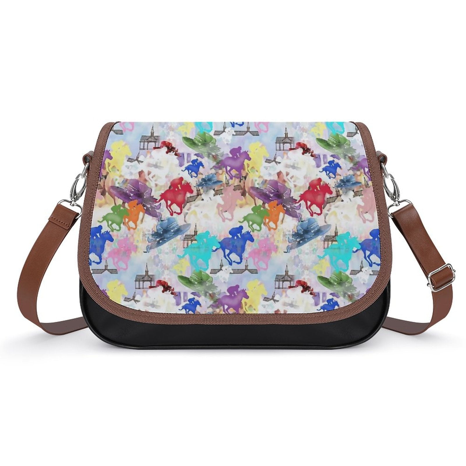 Off to The Horse Races Pu Leather Shoulder Bag Essential For Daily ...