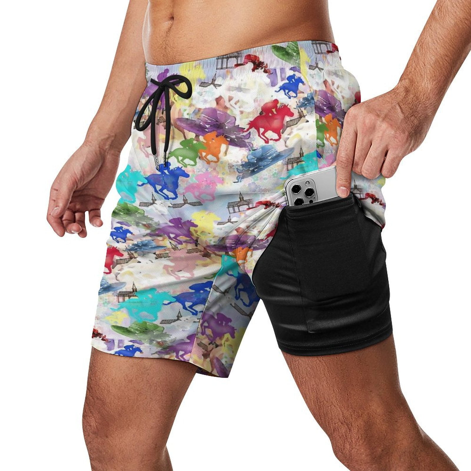 Off to The Horse Races Quick Dry Swimming Shorts For Men Swimwear ...