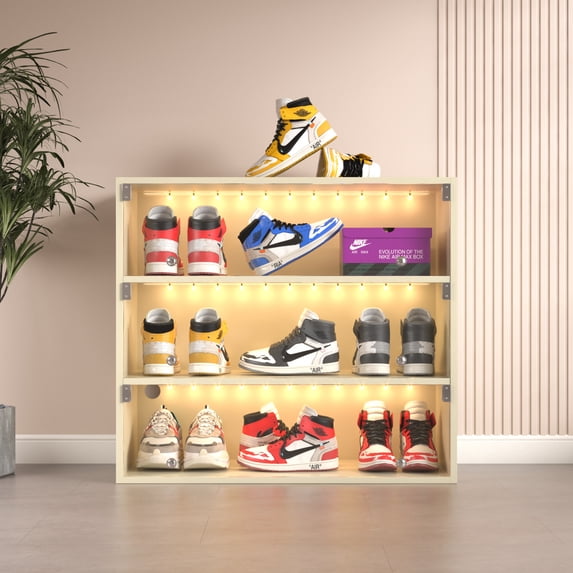 Off white LED light shoe box three layers with glass doors - Walmart.com