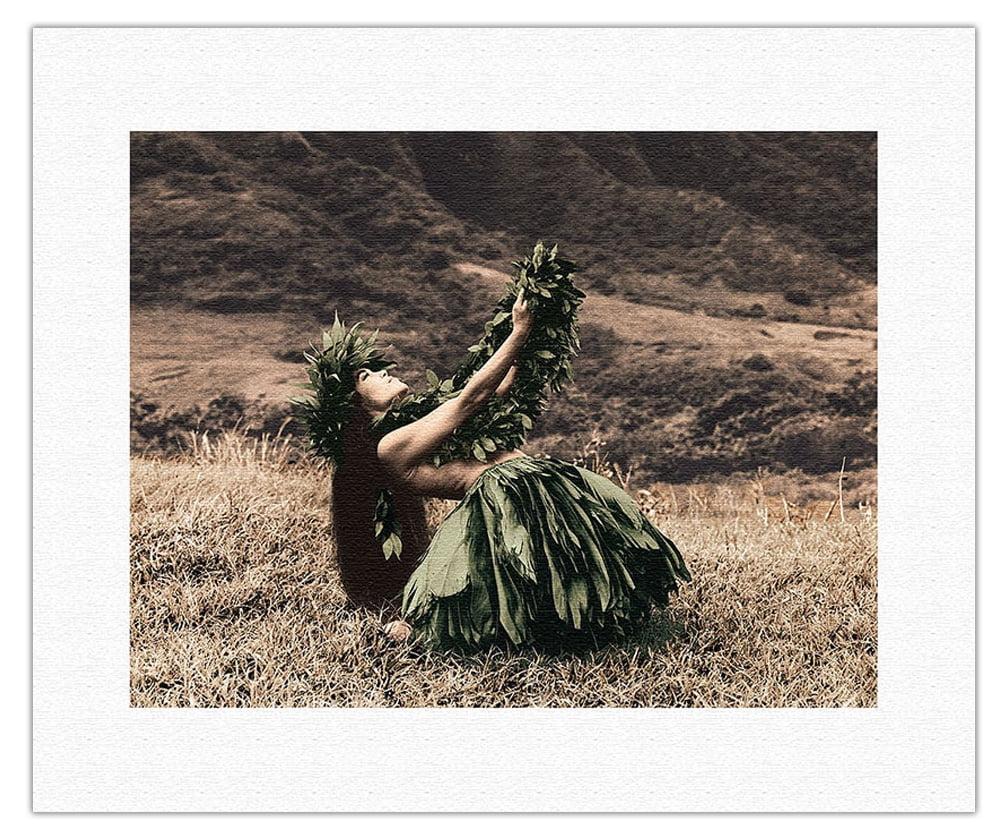Offering to Pele - Hawaiian Hula Dancer - From an Original Hand Colored ...