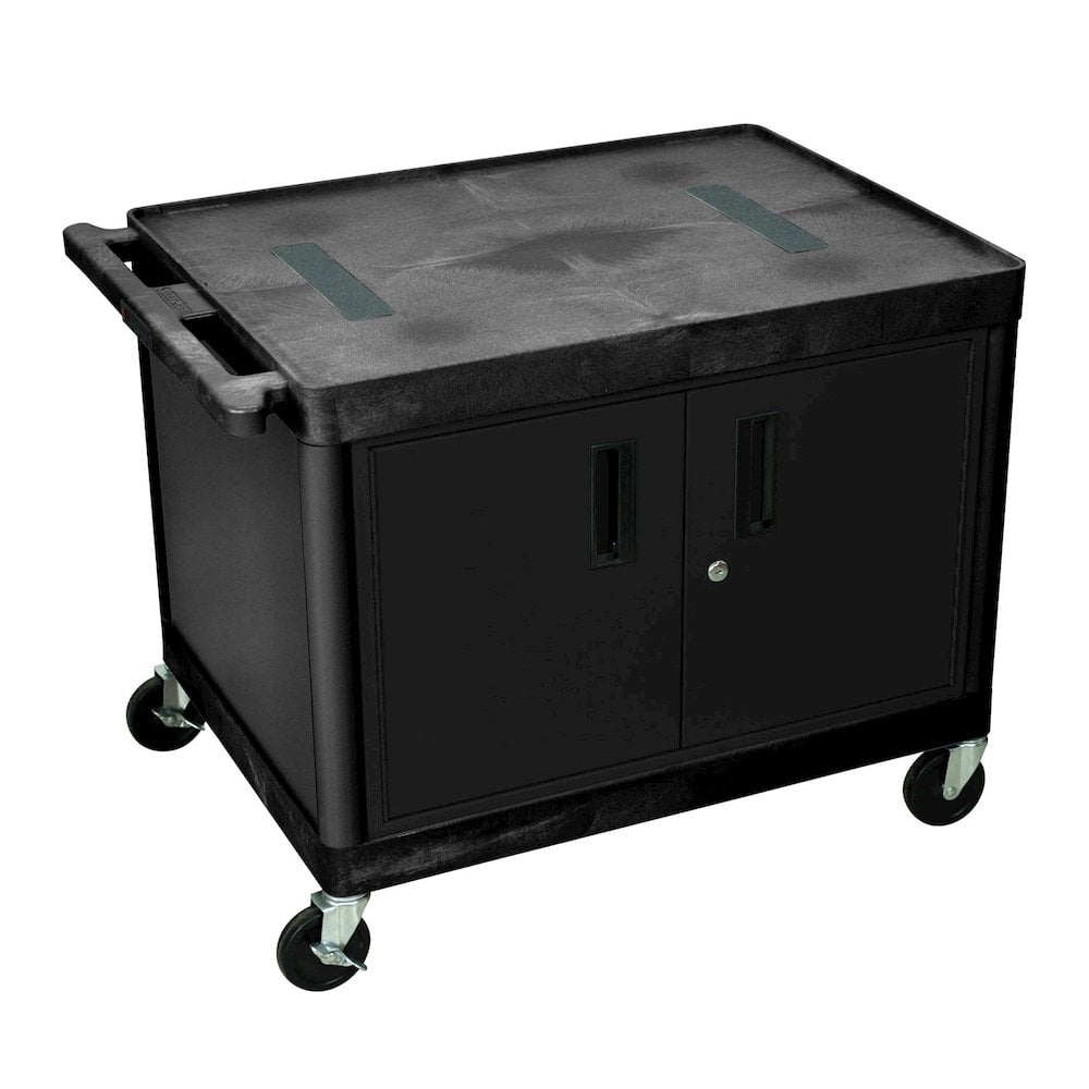 Offex 2 Shelf Audio and Video Utility Cart with Cabinet Black - Walmart.com