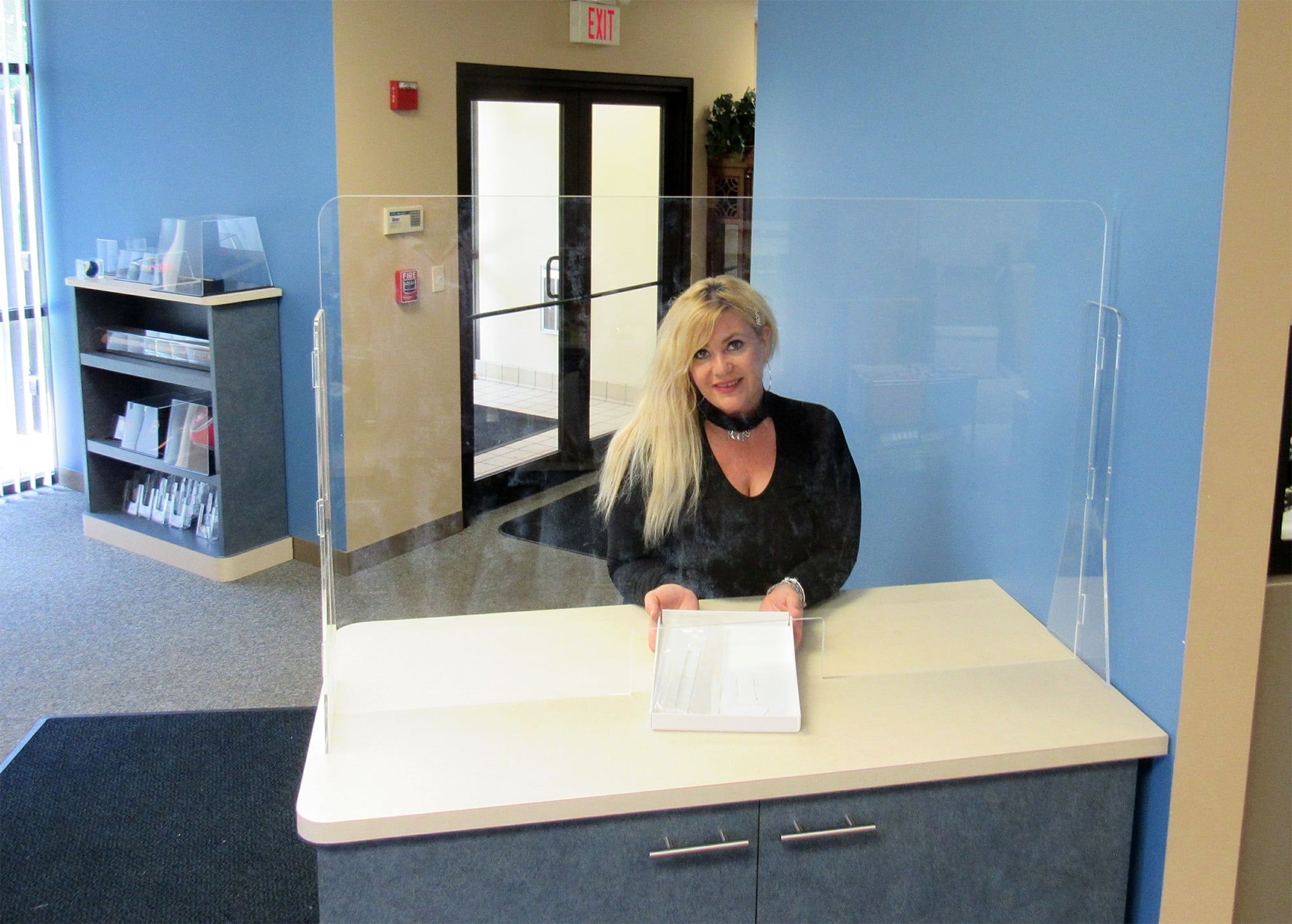 Offex 30x48" Plastic Sneeze Guard Divider Protection Barrier Shield in ...