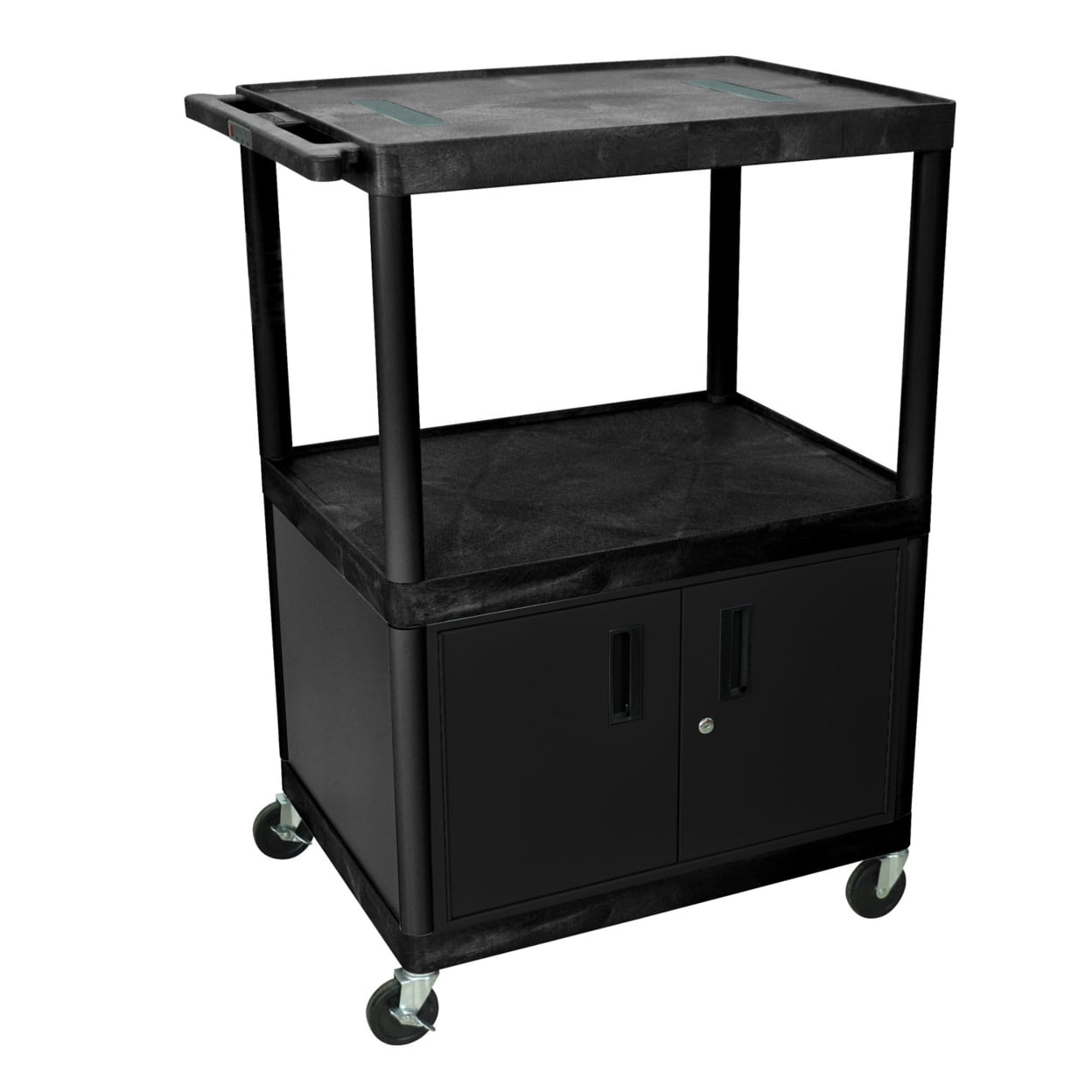 Offex Black Endura 3 Shelf Cart W Cabinet - Walmart.com