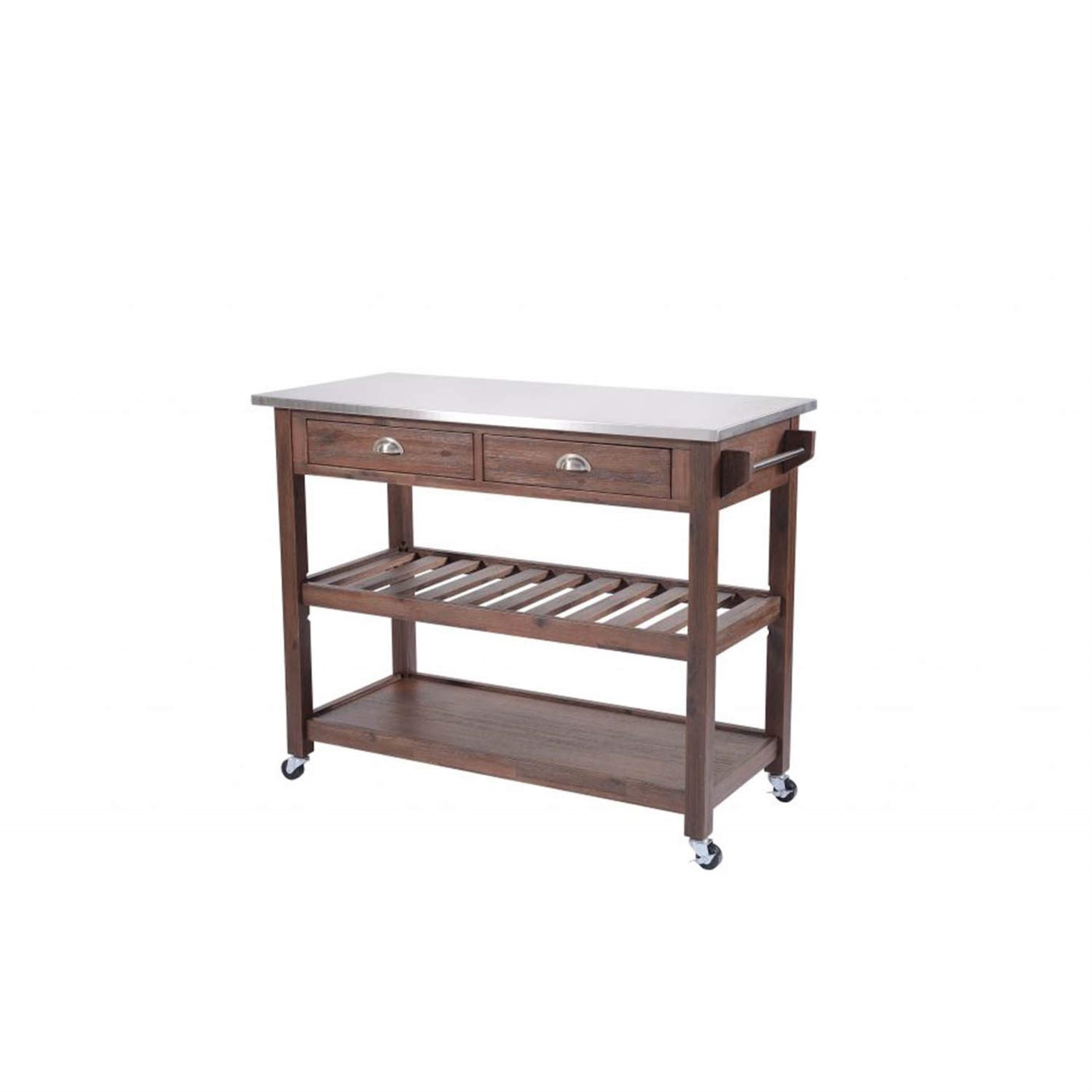 Offex Kitchen Cart with Stainless Steel Countertop and 2 Storage ...
