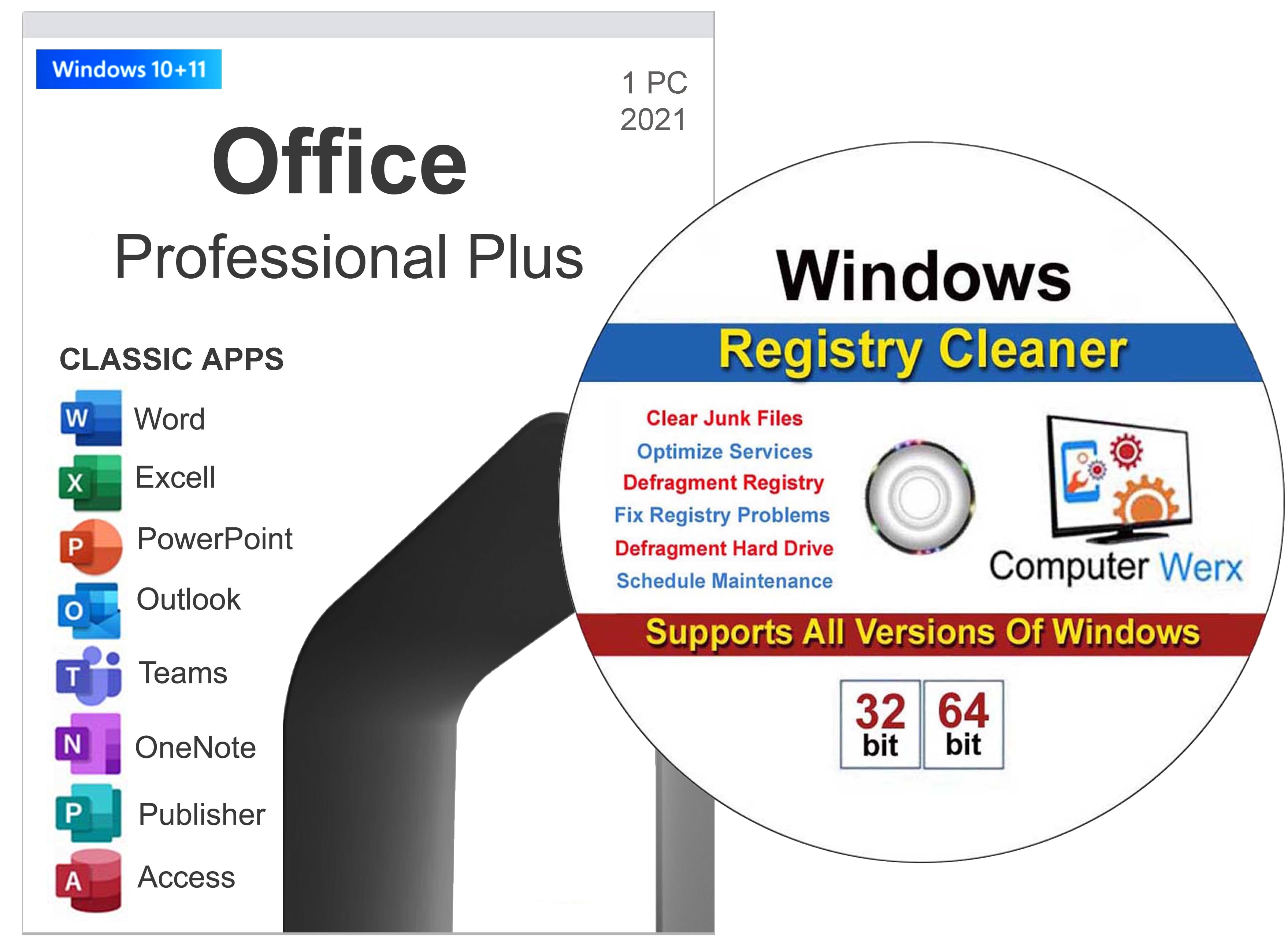 Office 2021 Pro Plus DVD & Registry Cleaner, 2 in 1 - Walmart.com