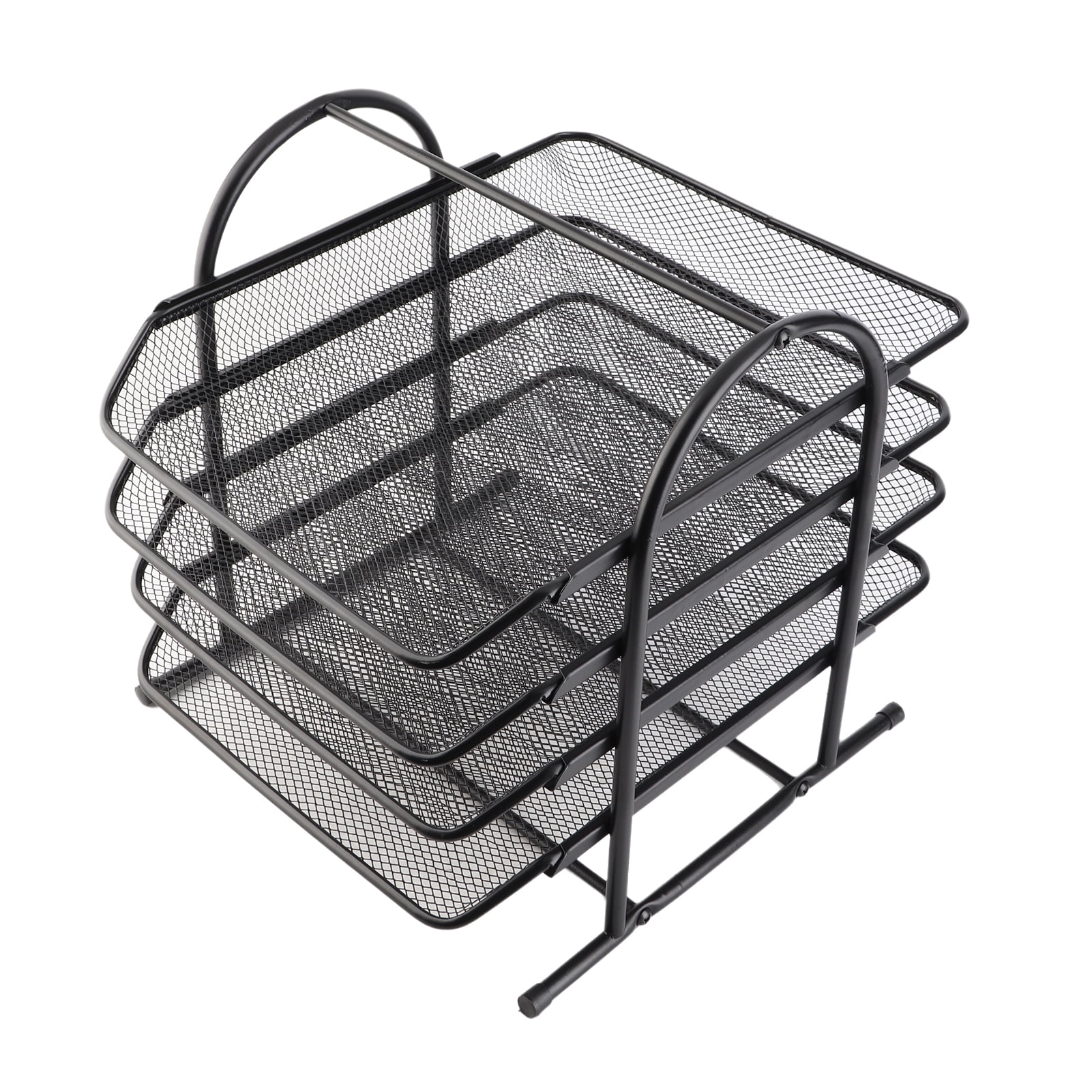 Office 4 Tier File Holder Tray Magazine Rack Desk Metal Iron Mesh ...