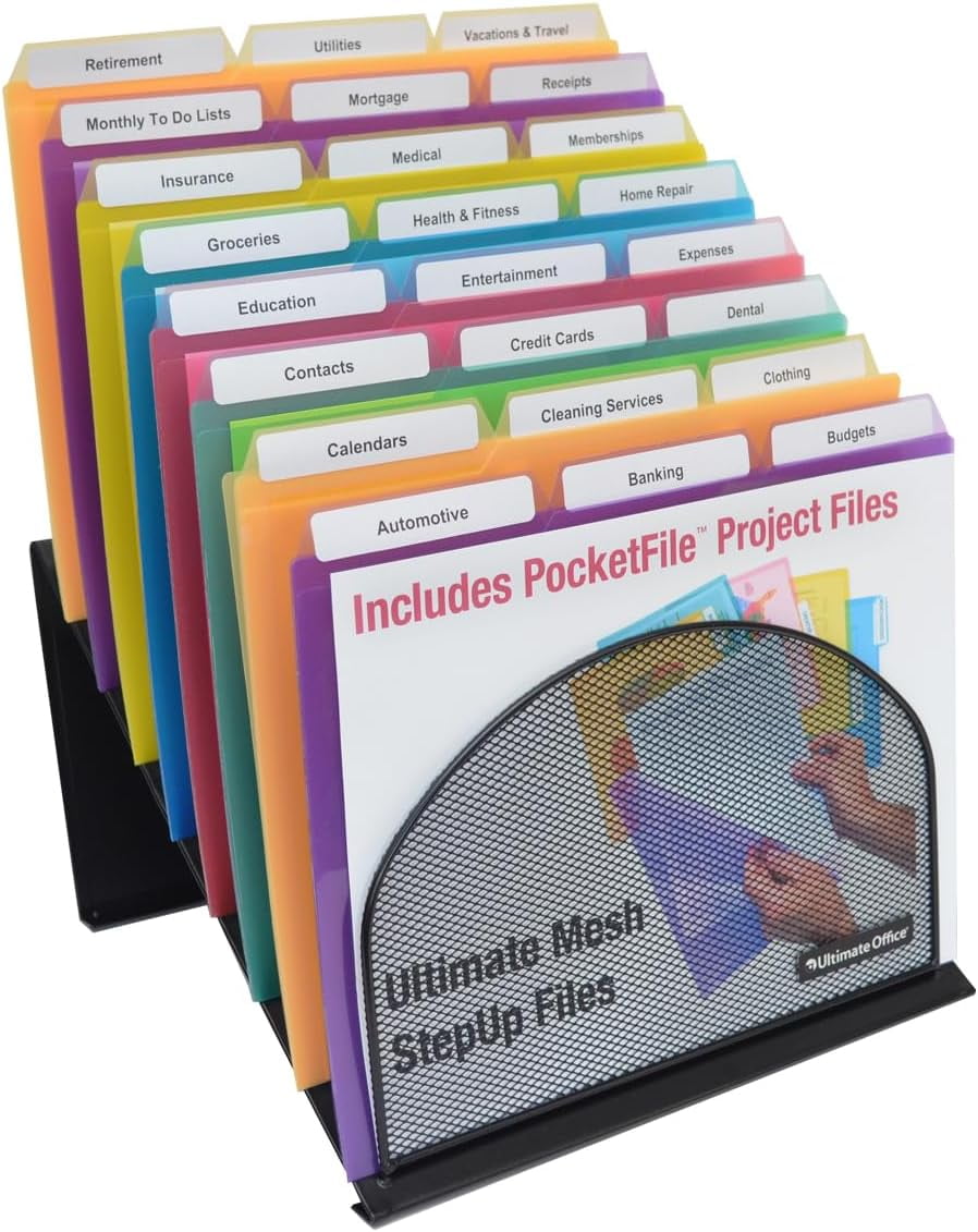 Office 8 Section High Capacity Black Wire Mesh Inclined Desktop ...