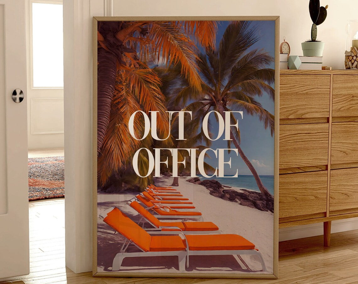 Out Of Office Beach Wall Art Decor, Tropical Ocean Coastal Prints ...