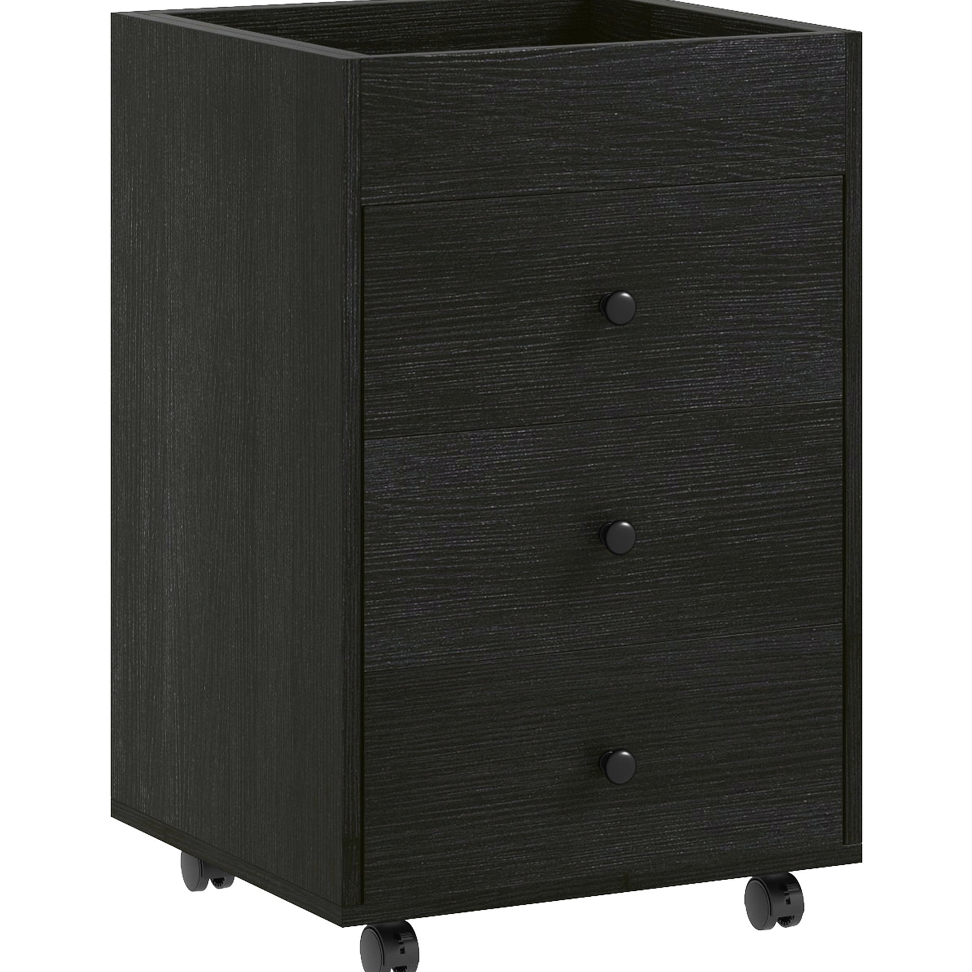 Office Cabinet With 3 Drawers, Dark Walnut. Removable Tray For ...