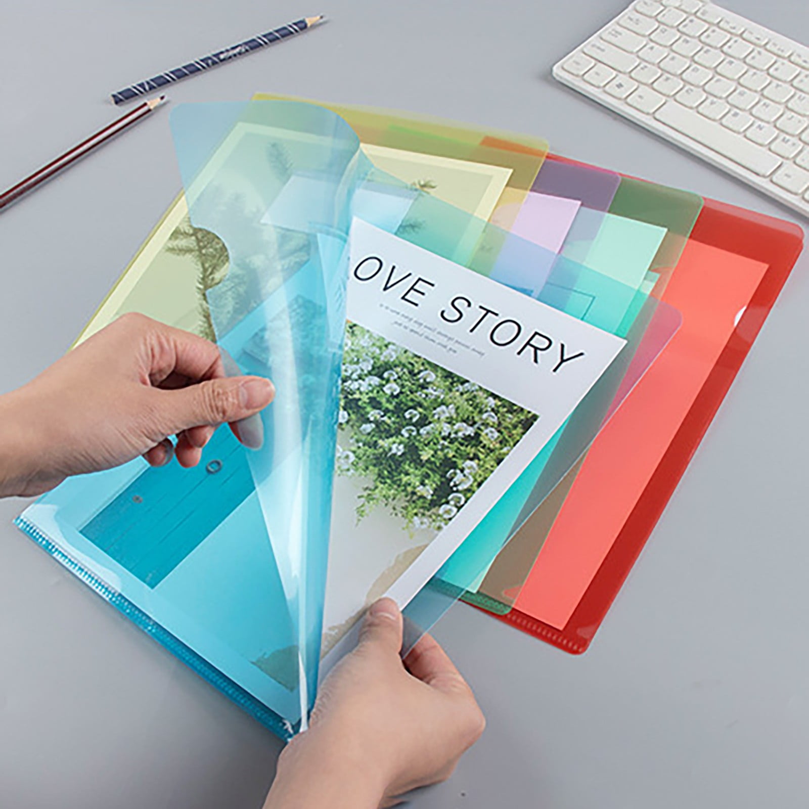 Office Cabinet Clearance! Dusknt L Type Plastic Folder Project Pockets ...
