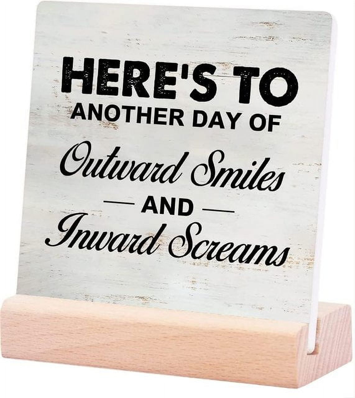 Office Ceramic Table Sign Plaque with Saying Desk Decor Outward Smiles ...