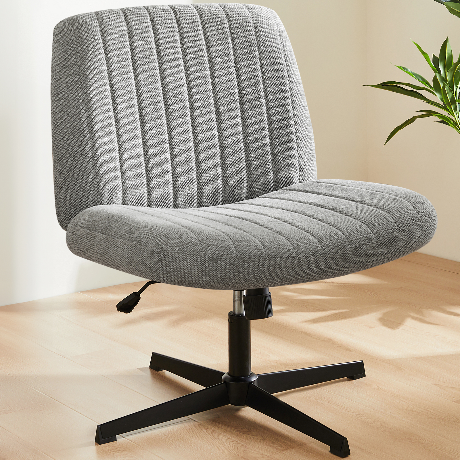 Office Chair Armless Criss Cross Legged Chair With Wheels, Comfy Home ...
