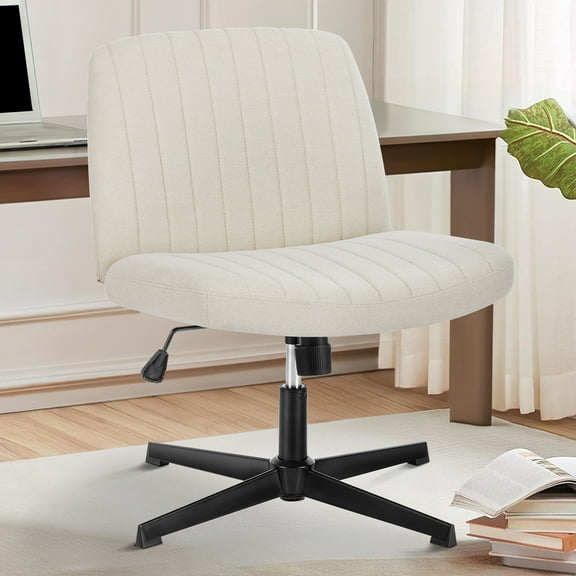 Criss Cross Chair Legged Office Wide Comfy Desk Seat, No Wheels Armless ...