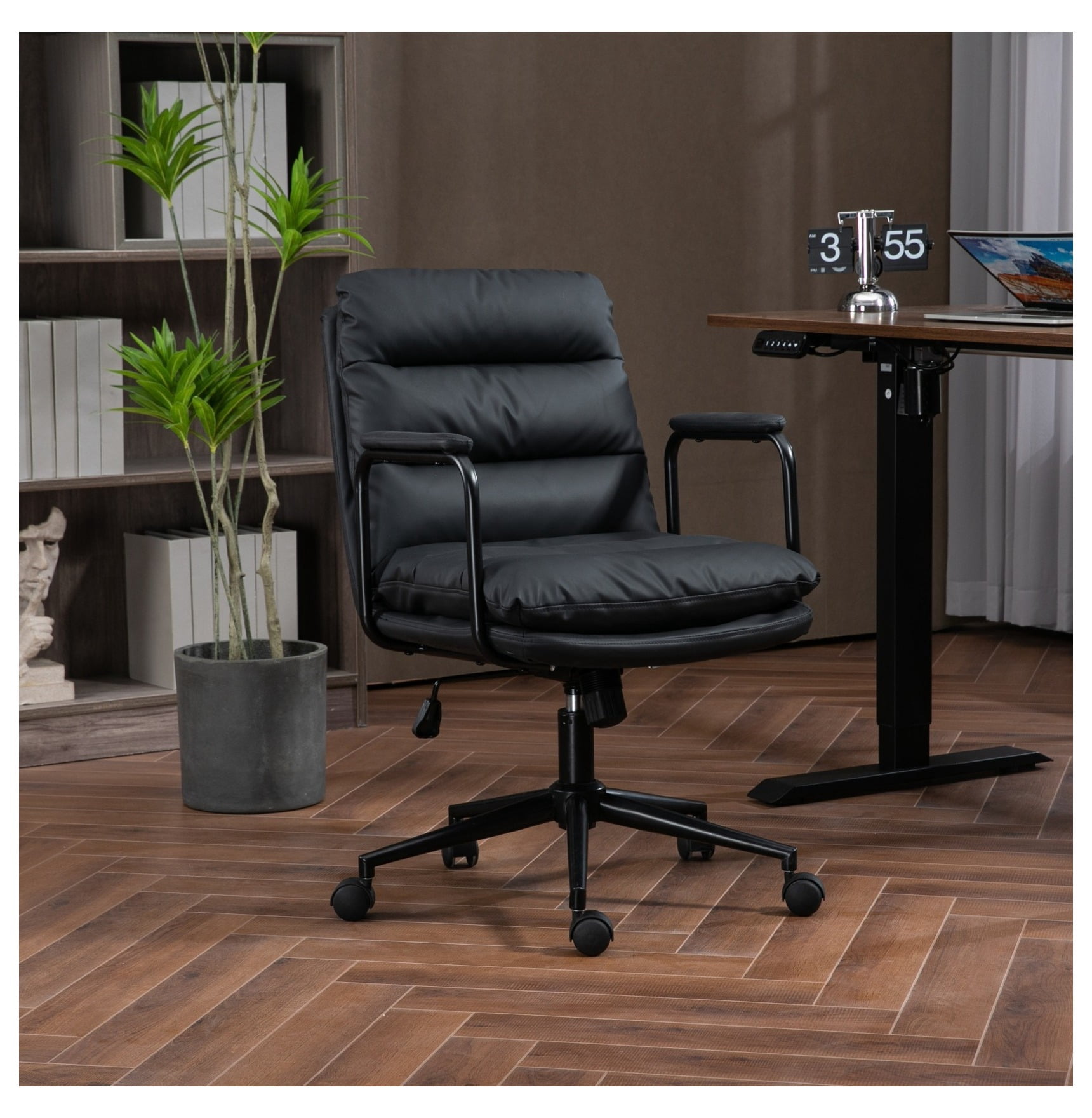 Office Chair, Back Home Office Desk Task Chair with Wheels and Arms ...
