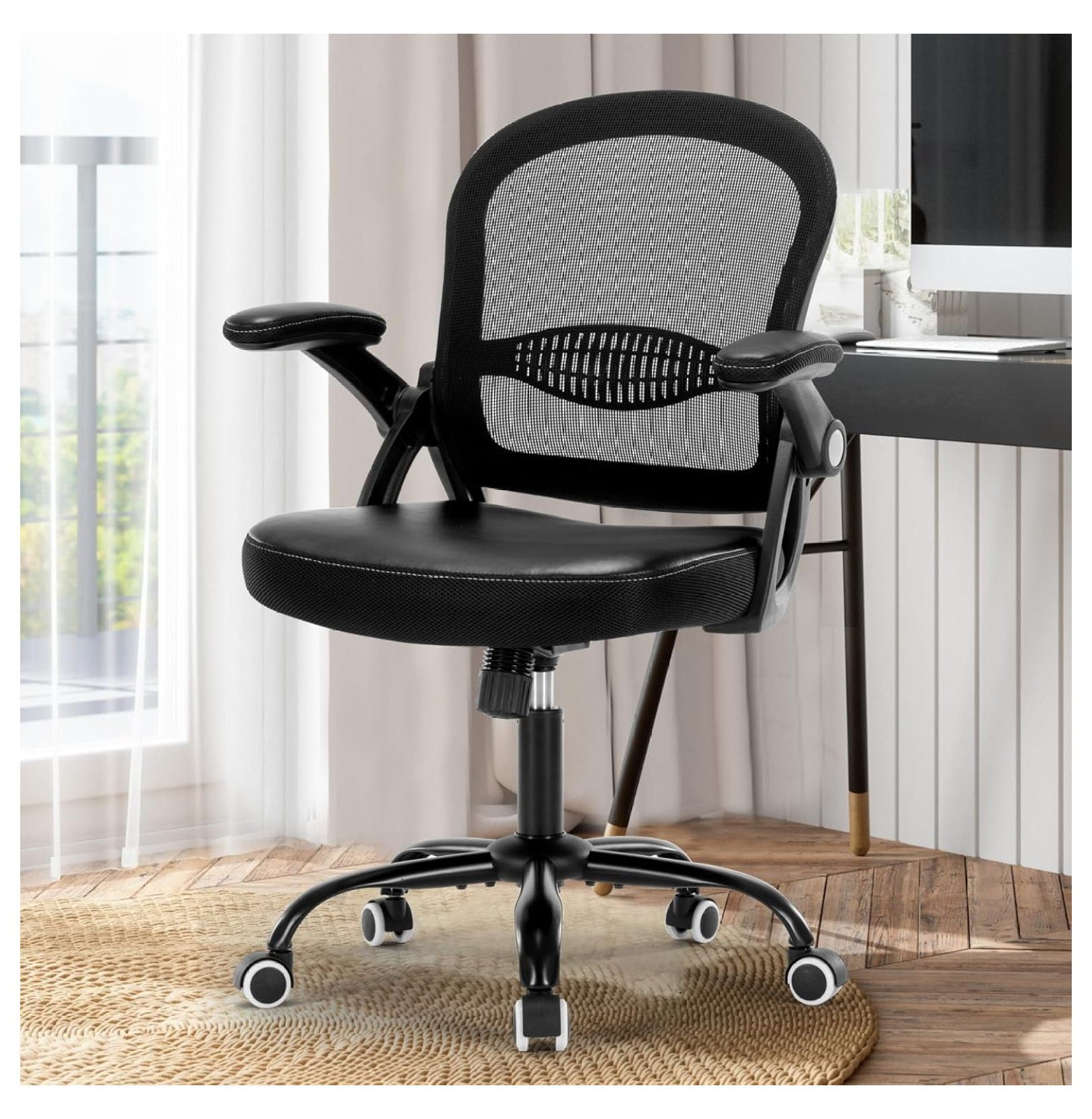 Office Chair,Breathable Mesh Ergonomic Desk Chair, Adjustable Height Task Chair,PU Cushion Back ...