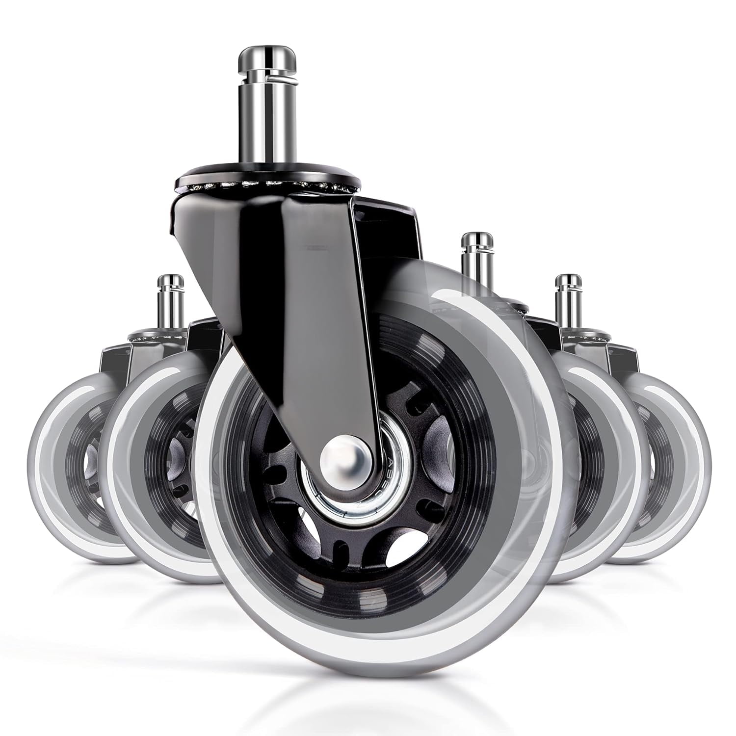 Office Chair Caster Wheels - 3" Rollerblade Replacement Rubber Chair ...