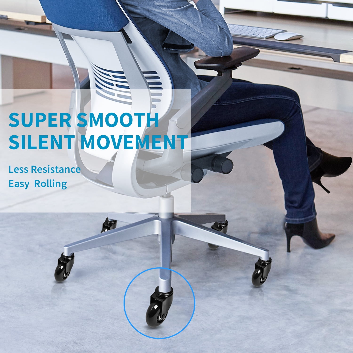 Office Chair Caster Wheels Replacement (Set of 5) 2.5'' Office Caster ...