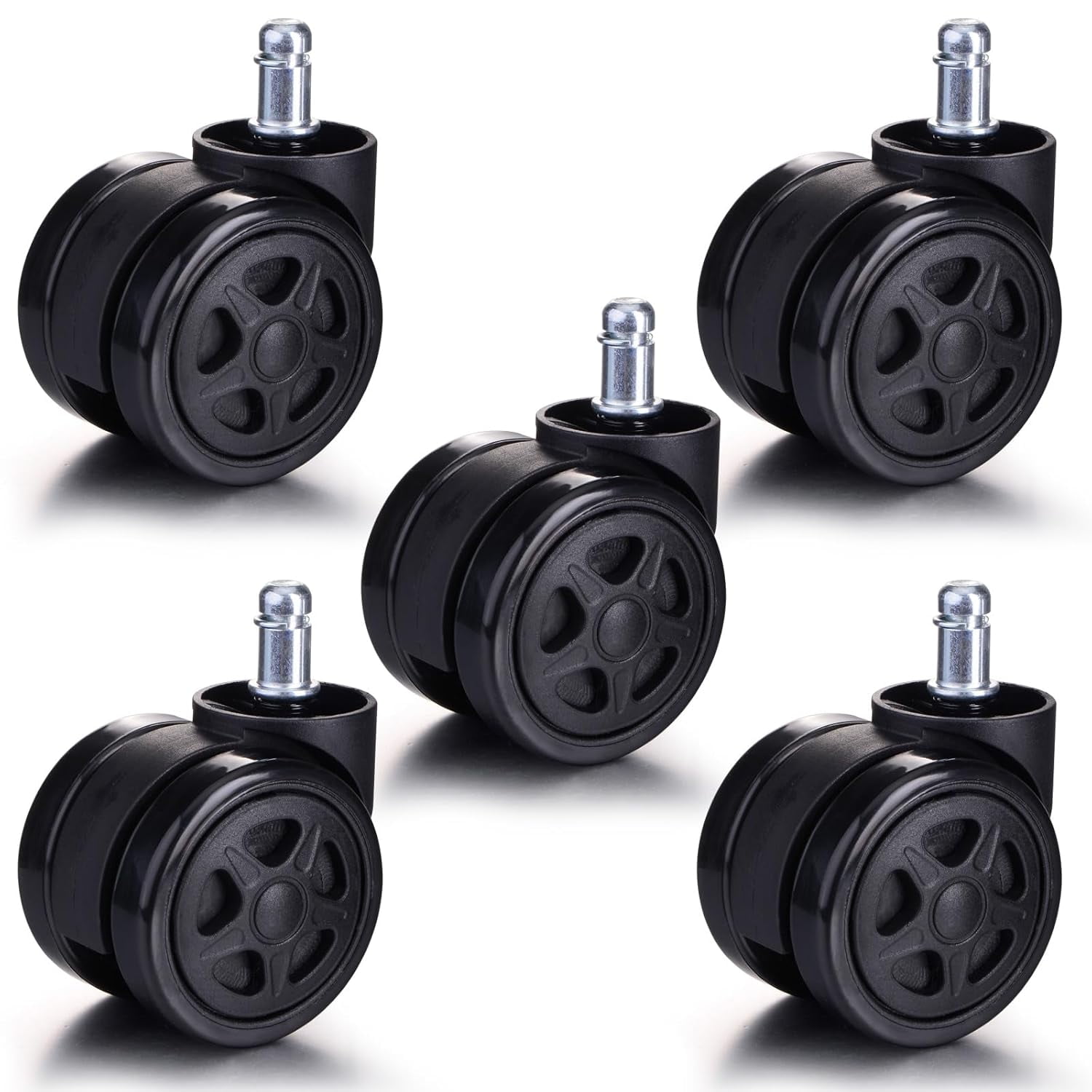 Office Chair Casters, Set of 5, Swivel, Multi-Surface, Nylon, TPU, 2 ...
