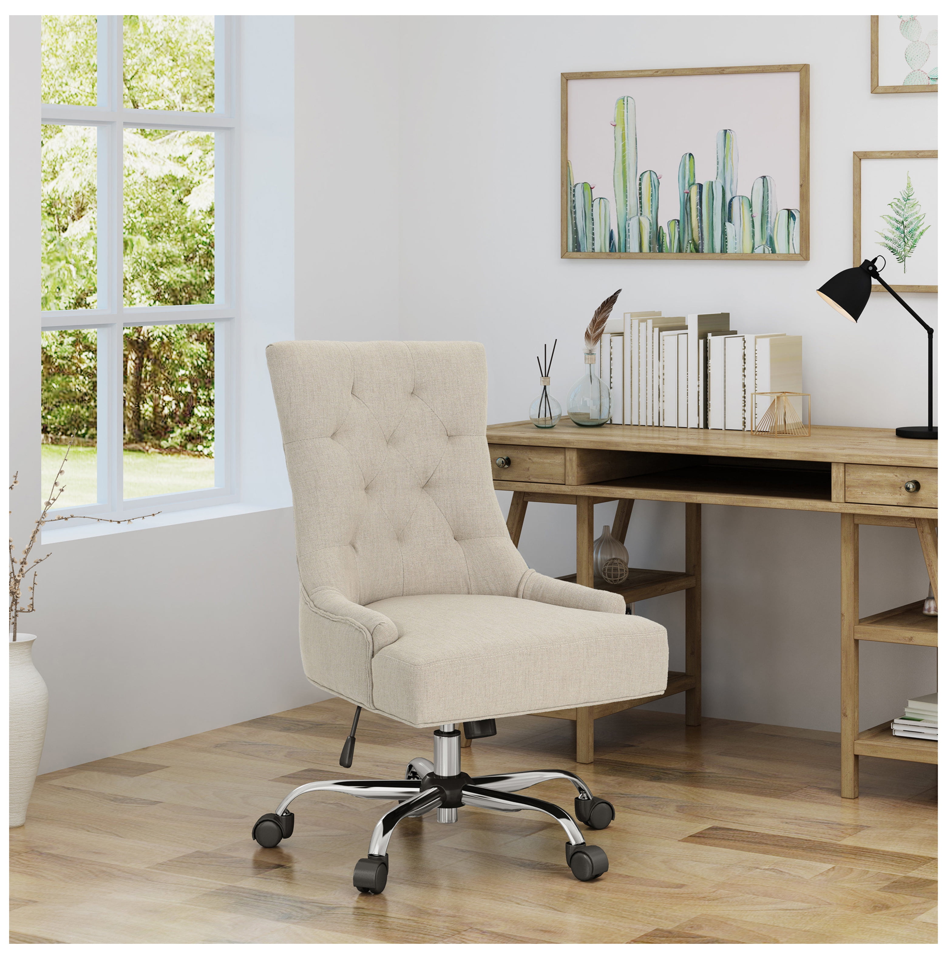 Office Chair Contemporary Tufted Desk Chair with Swivel & Casters ...