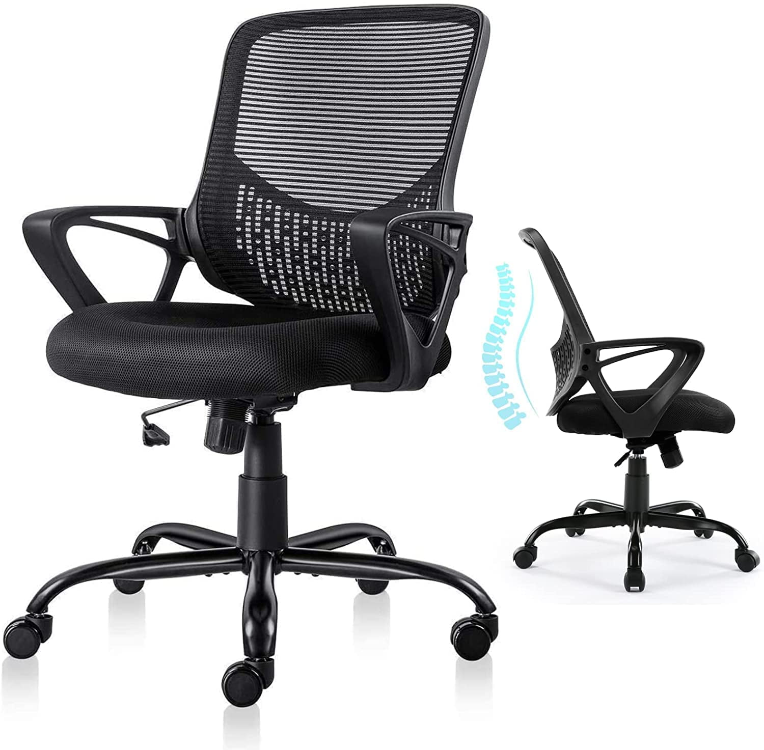 Office Chair Ergonomic Computer Chair Mesh Back Desk Chair Mid Back ...