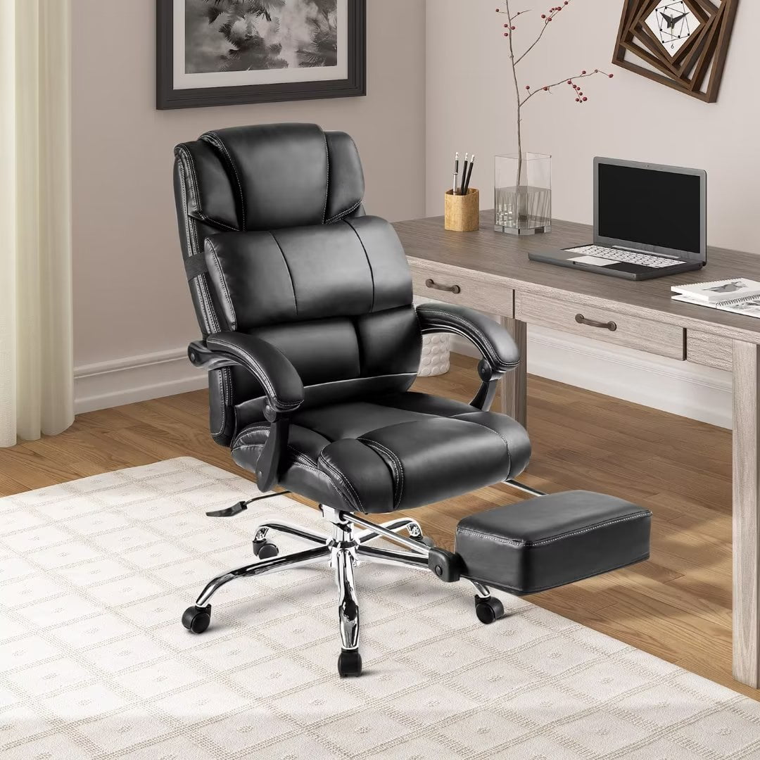 Office Chair, Ergonomic Computer Desk Chairs with Footrest, 360° Swivel ...