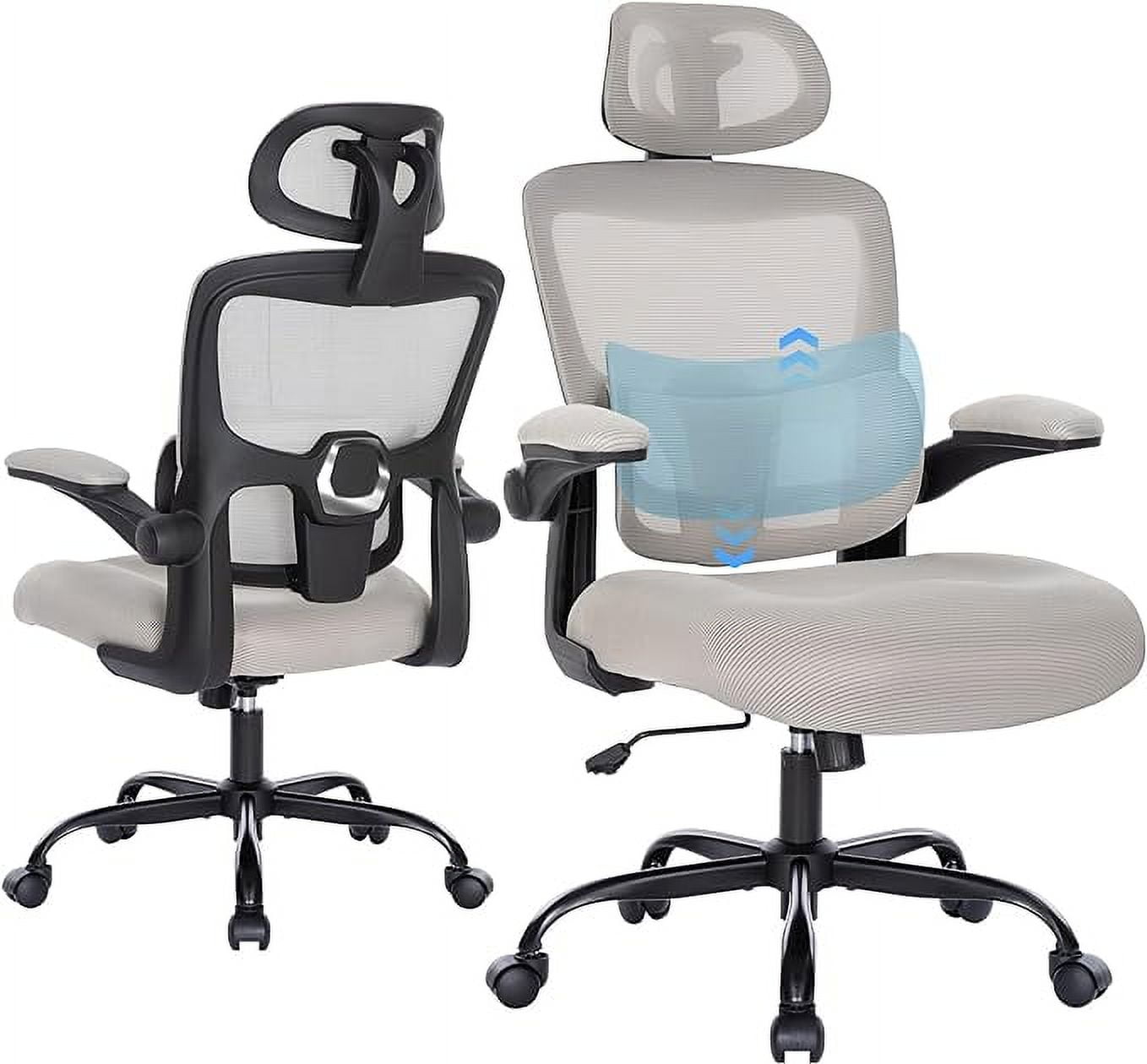 Office Chair Ergonomic Computer Desk Chair Upgrade Adjustable Lumbar ...