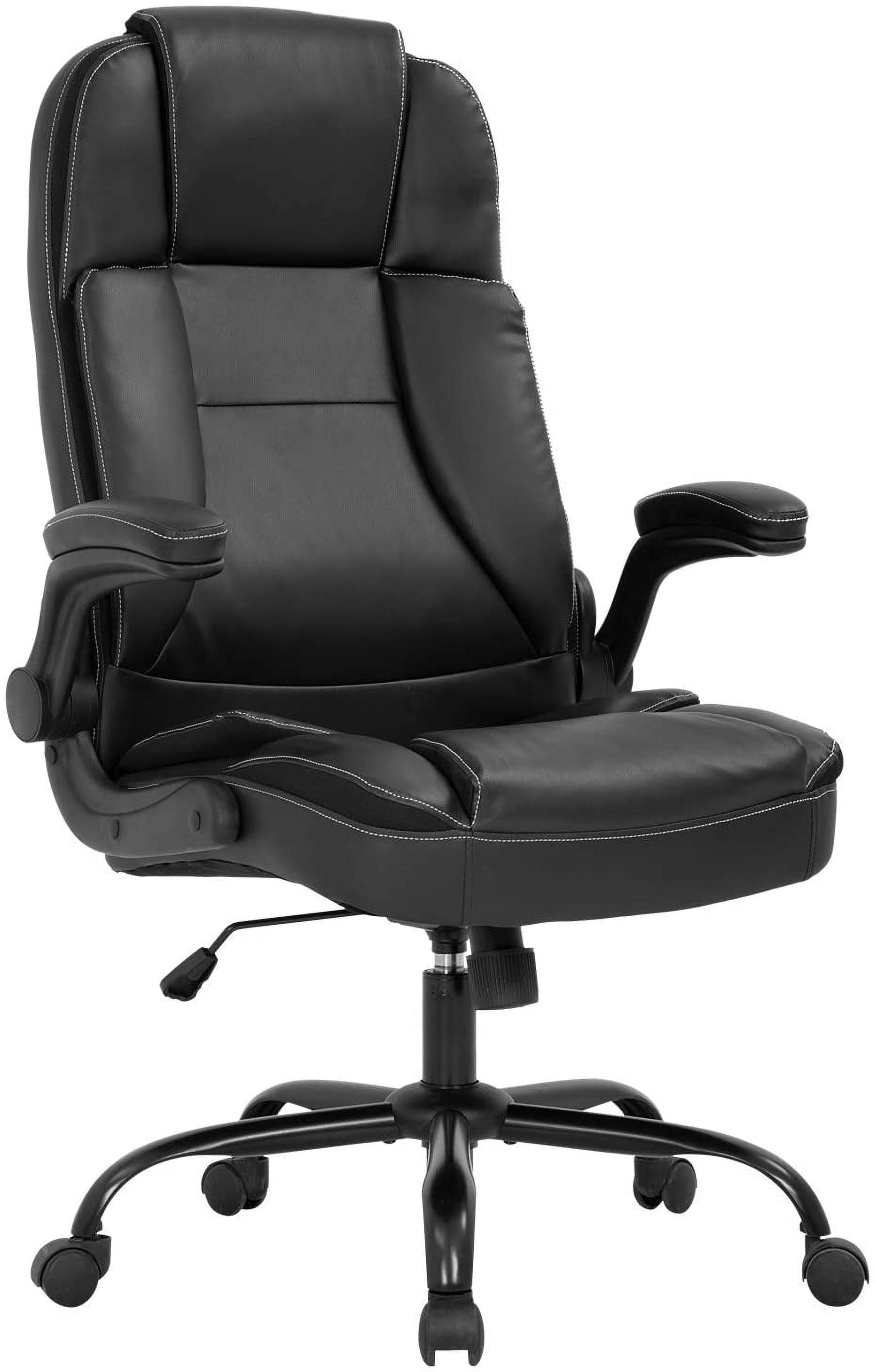 Ergonomic Office Chair, PU Leather Desk Chair with Lumbar Support, Flip ...