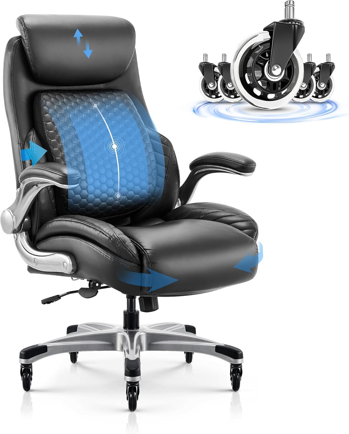 Office Chair Ergonomic Desk Chair with Pop-Out Lumbar Support, High ...