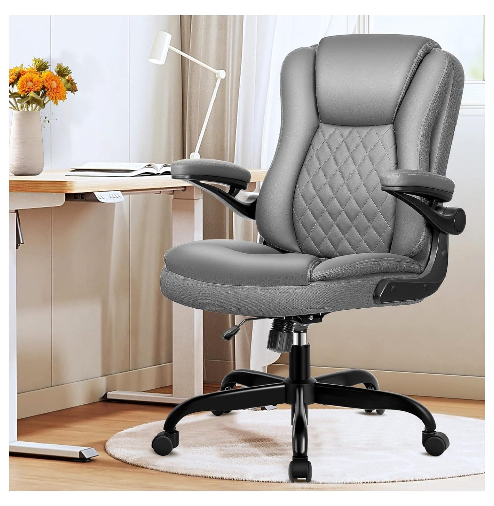 Office Chair, Executive Office Chair Ergonomic Leather Computer Desk ...