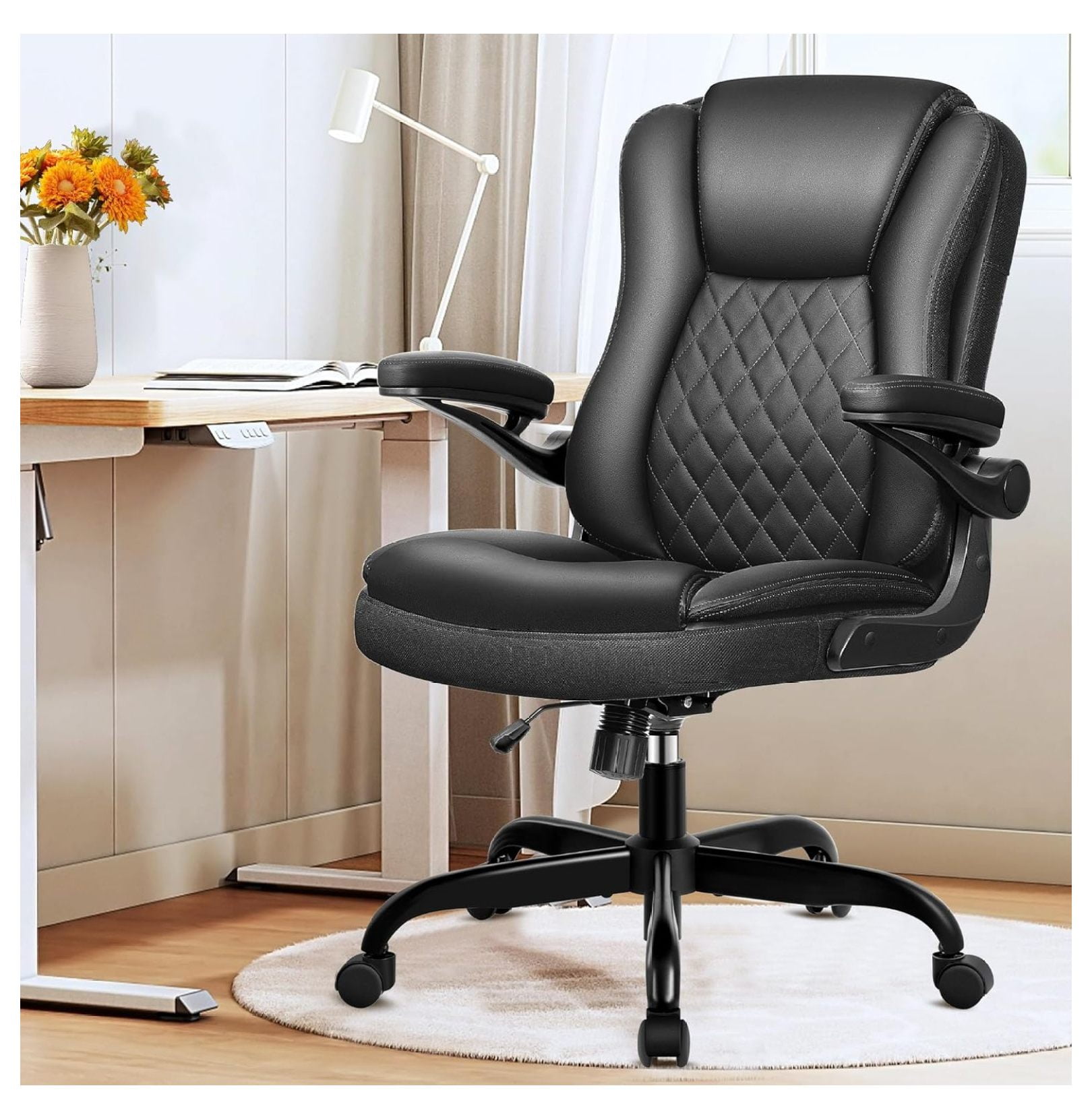 Office Chair, Executive Office Chair Ergonomic Leather Desk Chair with ...
