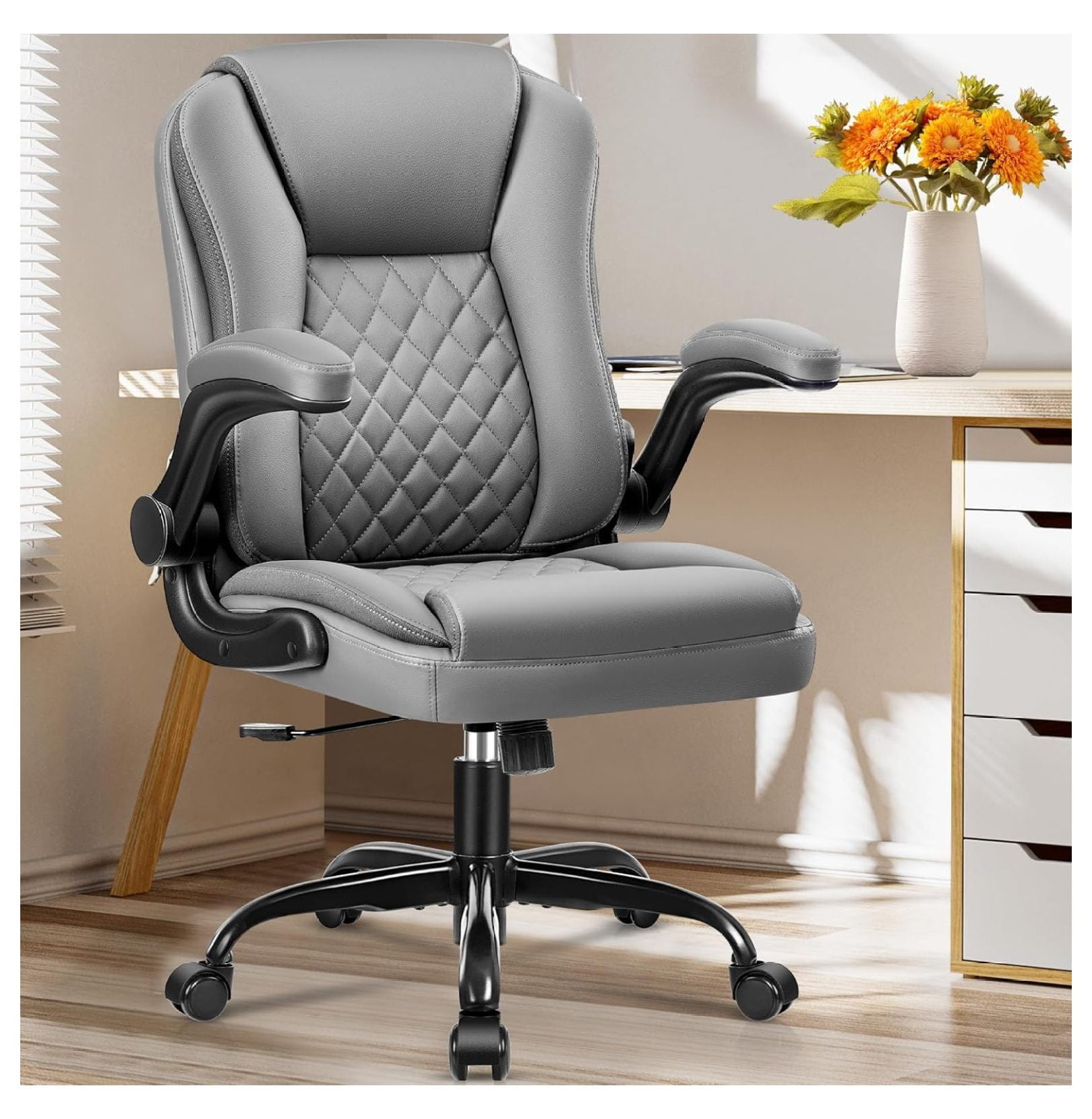 Office Chair, Executive Office Chair Leather Ergonomic Computer Desk ...