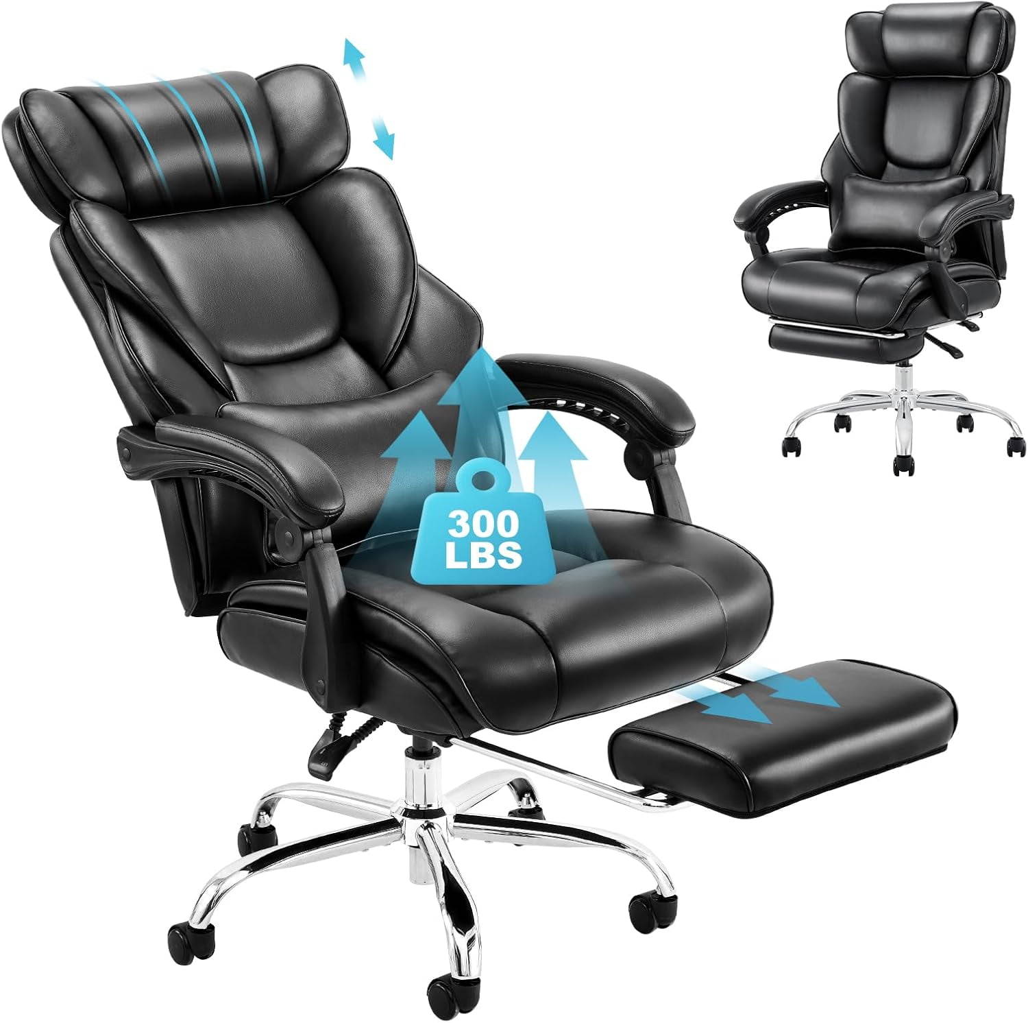 Office Chair with Footrest, Ergonomic High Back Design Executive ...