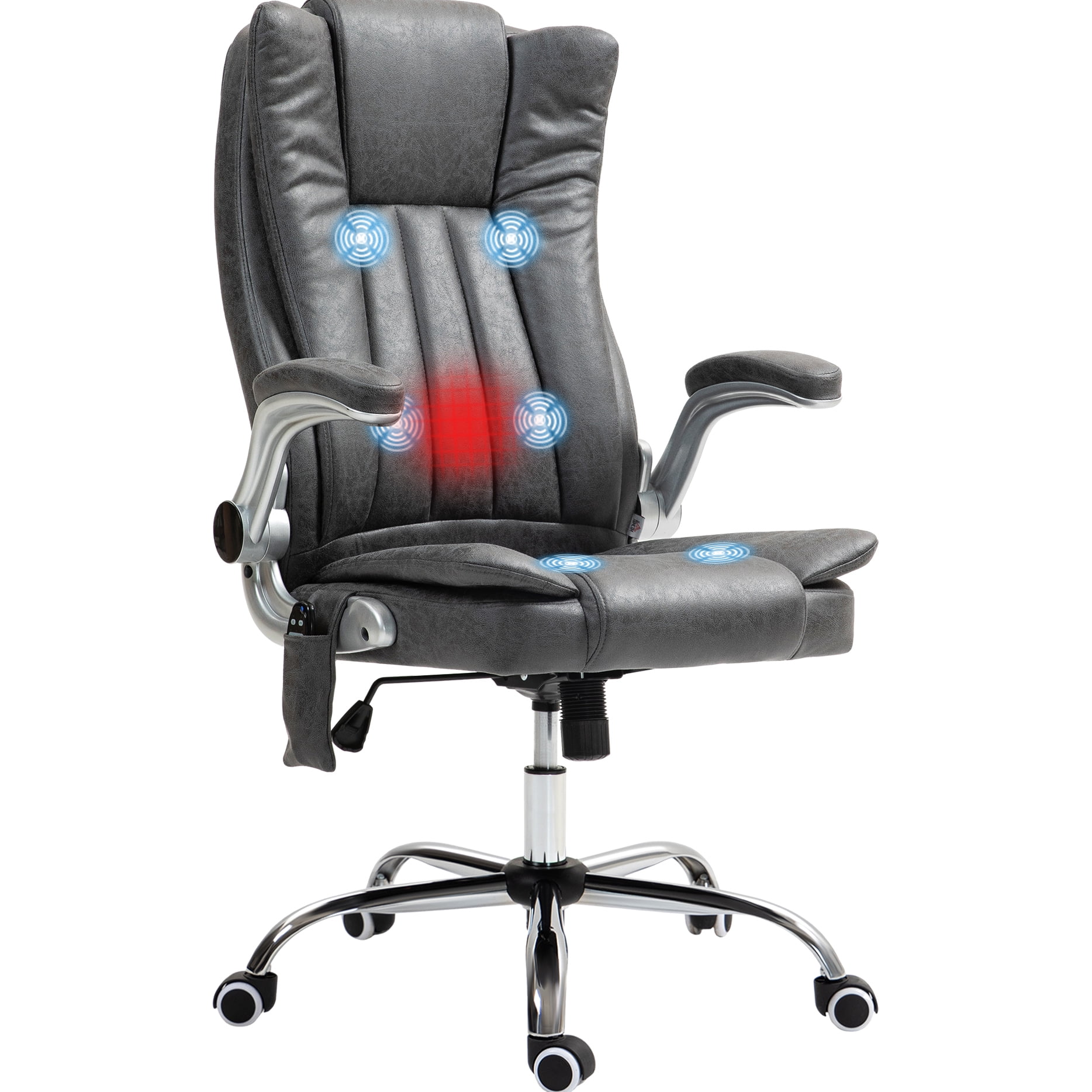 Office Chair, Gray, With Vibration And Heat Perks, Flip-up Gray Chair ...