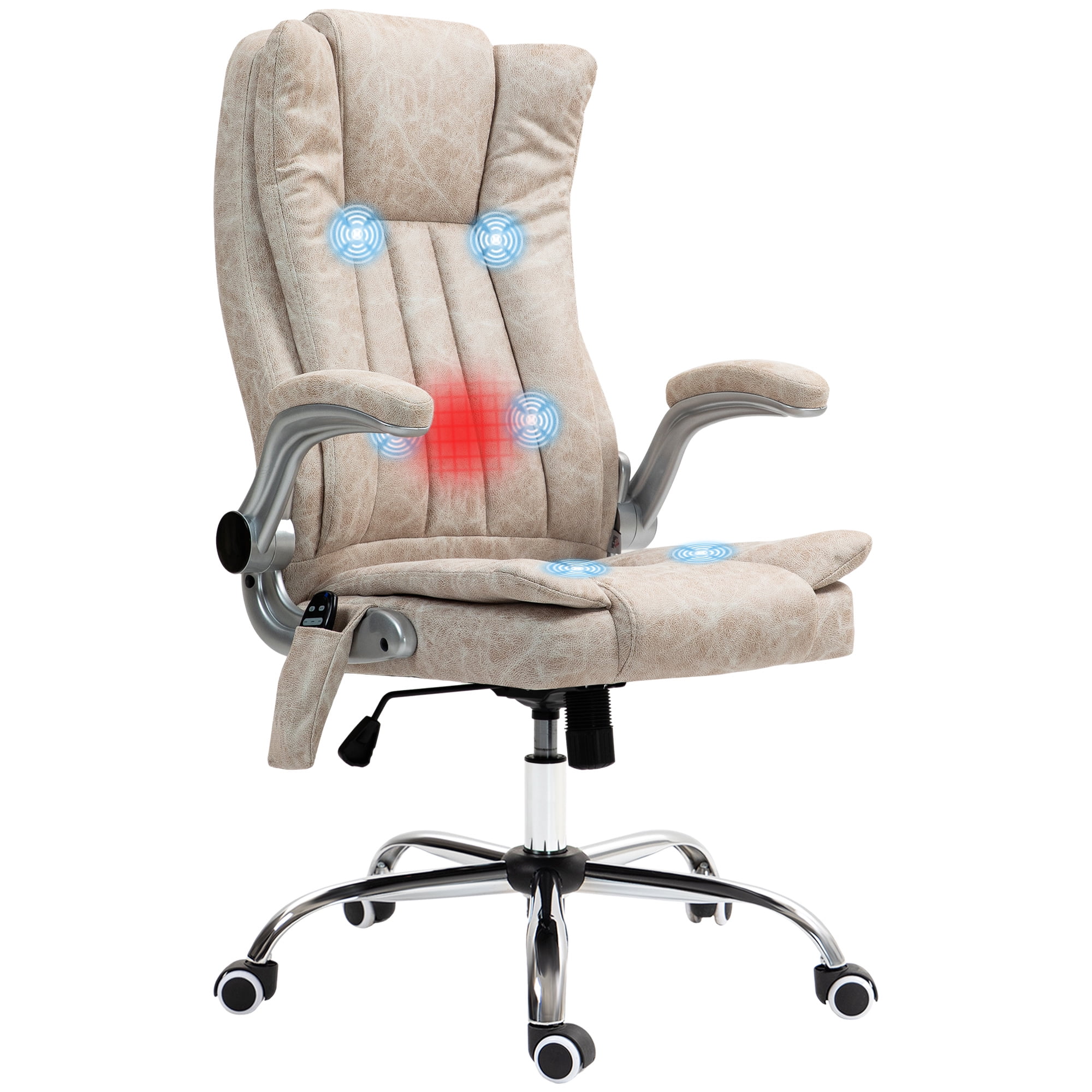 Office Chair HOMCOM High Back Vibration Massage Office Chair, Leathaire ...