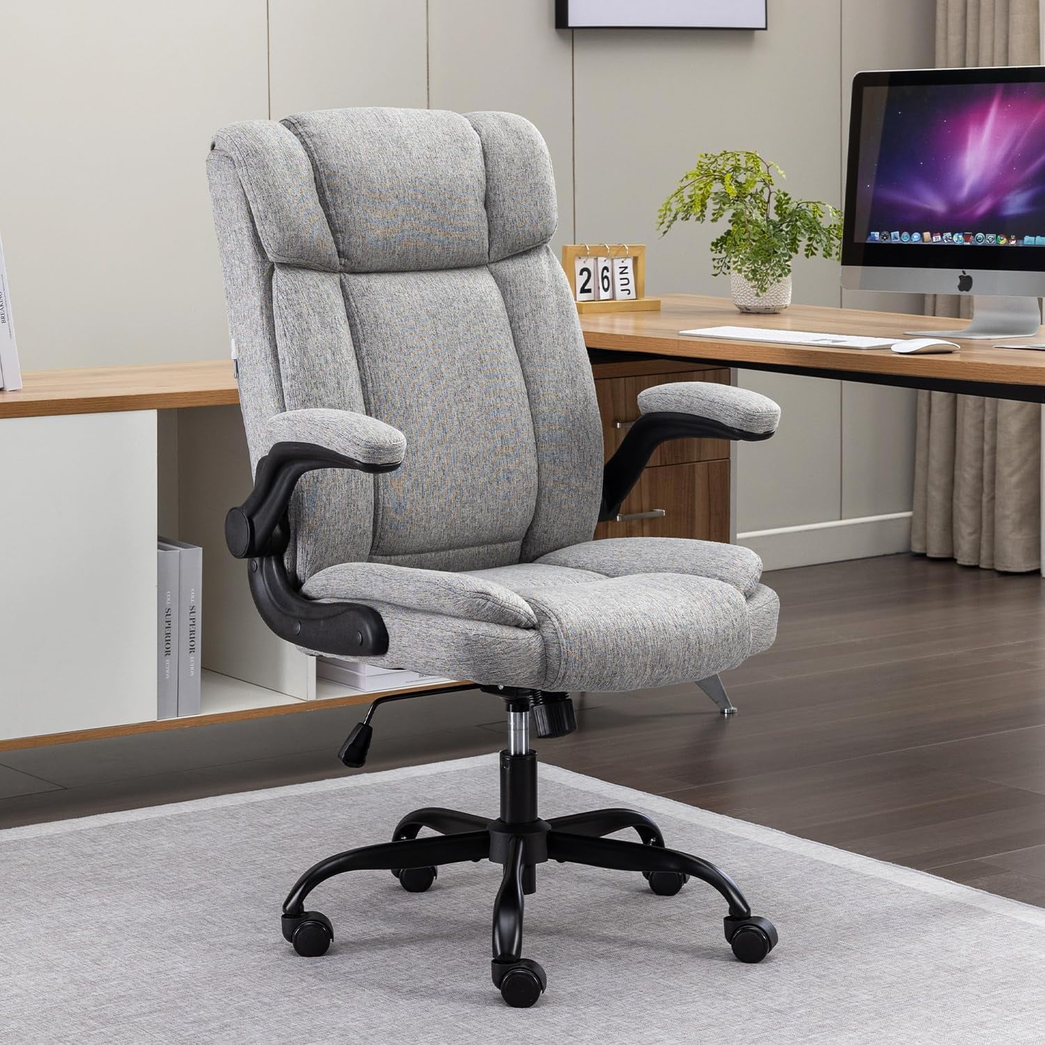 Office Chair High Back Ergonomic Executive Chair Comfortable Fabric ...