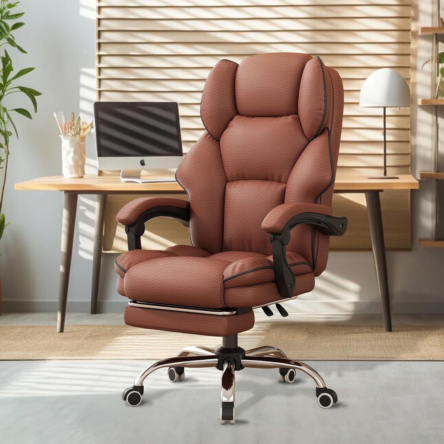 Office Chair High Back Executive Chair Computer Gaming Chair with Foot ...