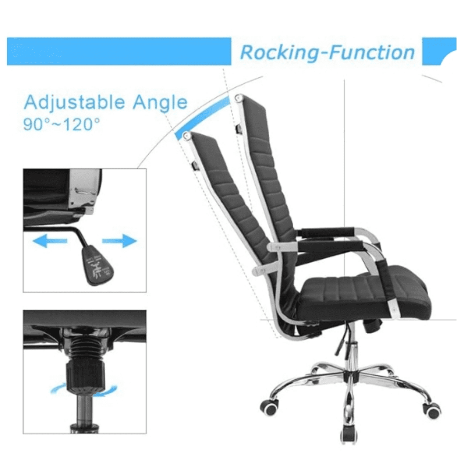 Office Chair High Back PU Leather Executive Conference Chair Adjustable ...